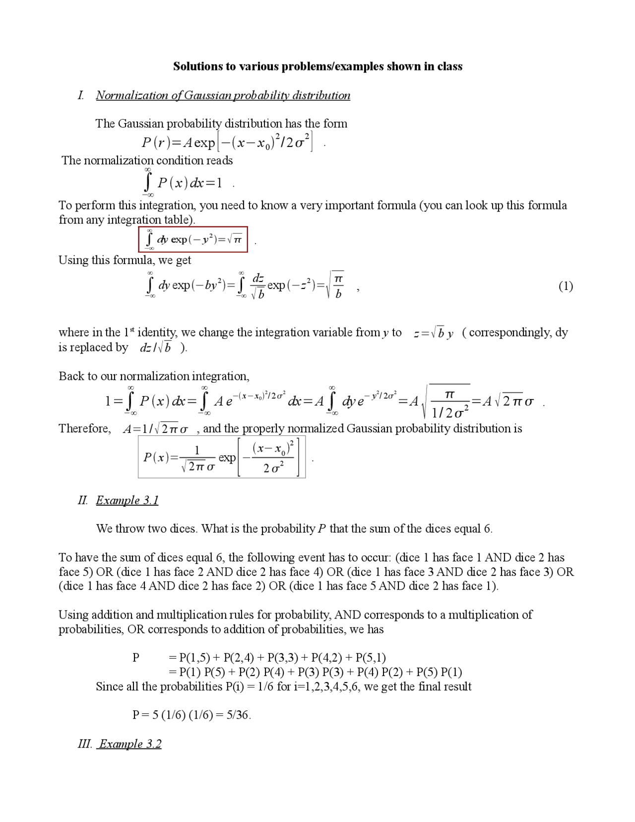 Normalization of Gaussian Probability Distribution - Biophysics | PHYS ...