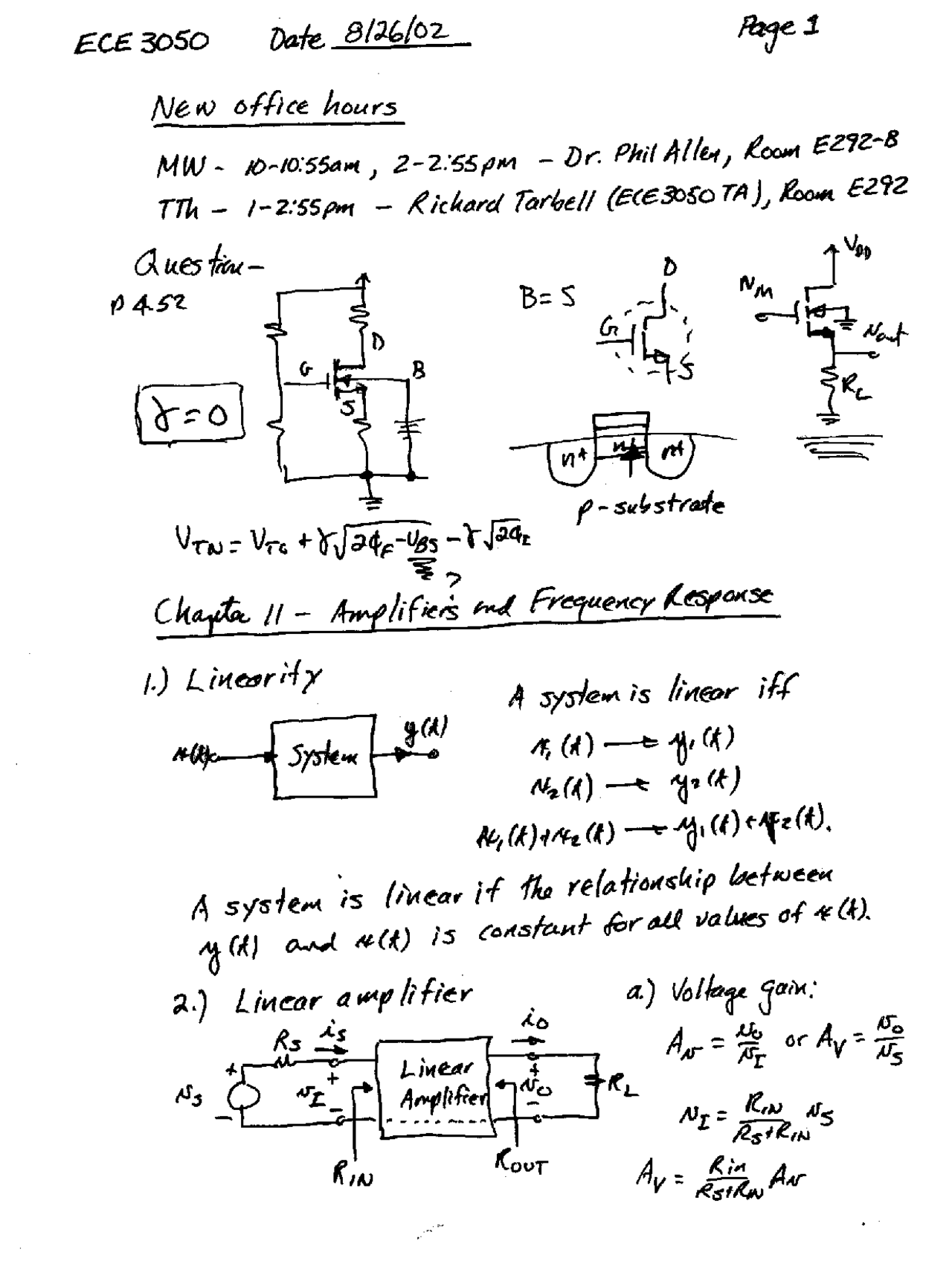Amplifiers And Frequency Response Handwritten Notes Ece 3050 Docsity