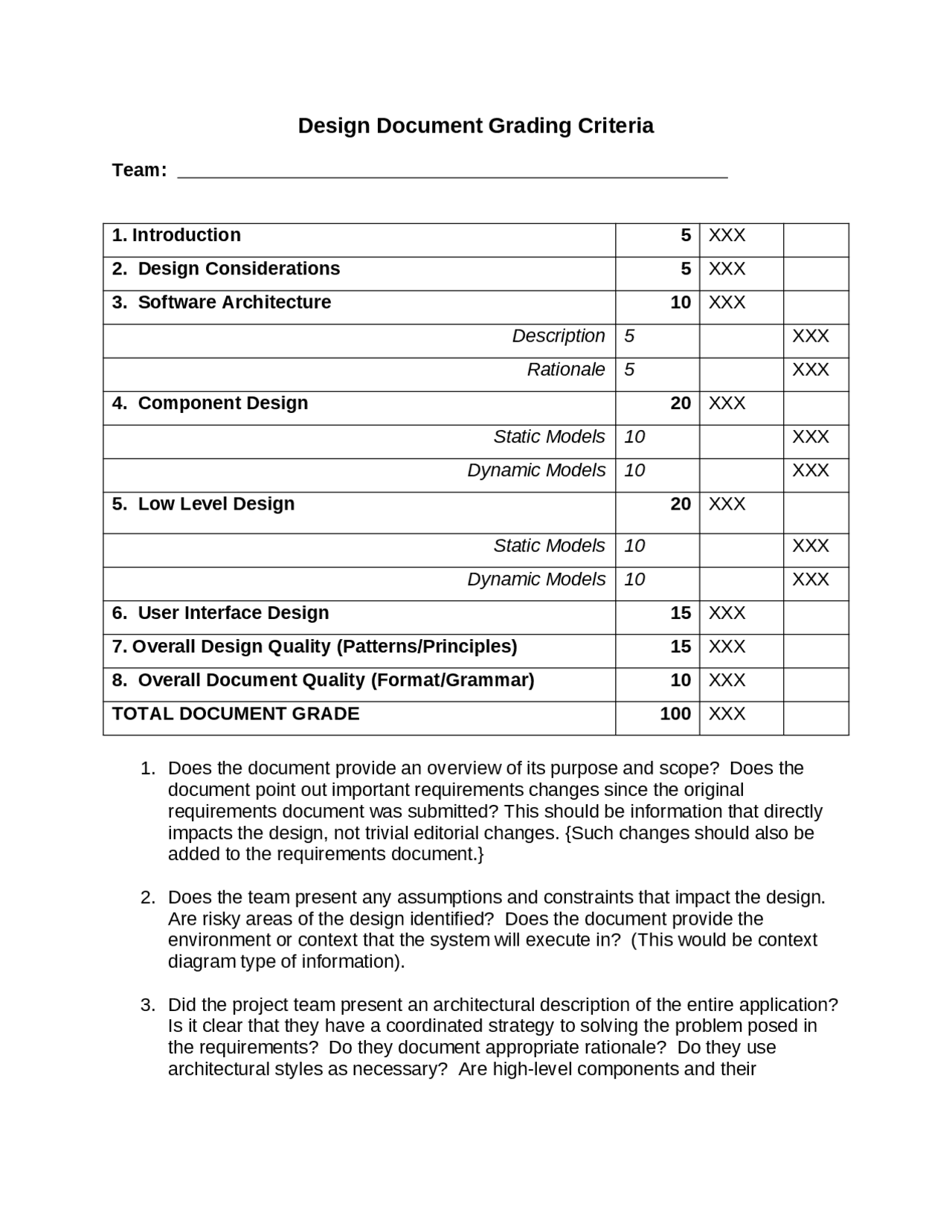 Design Document Grading Criteria Lecture Notes Cs 3300 Docsity