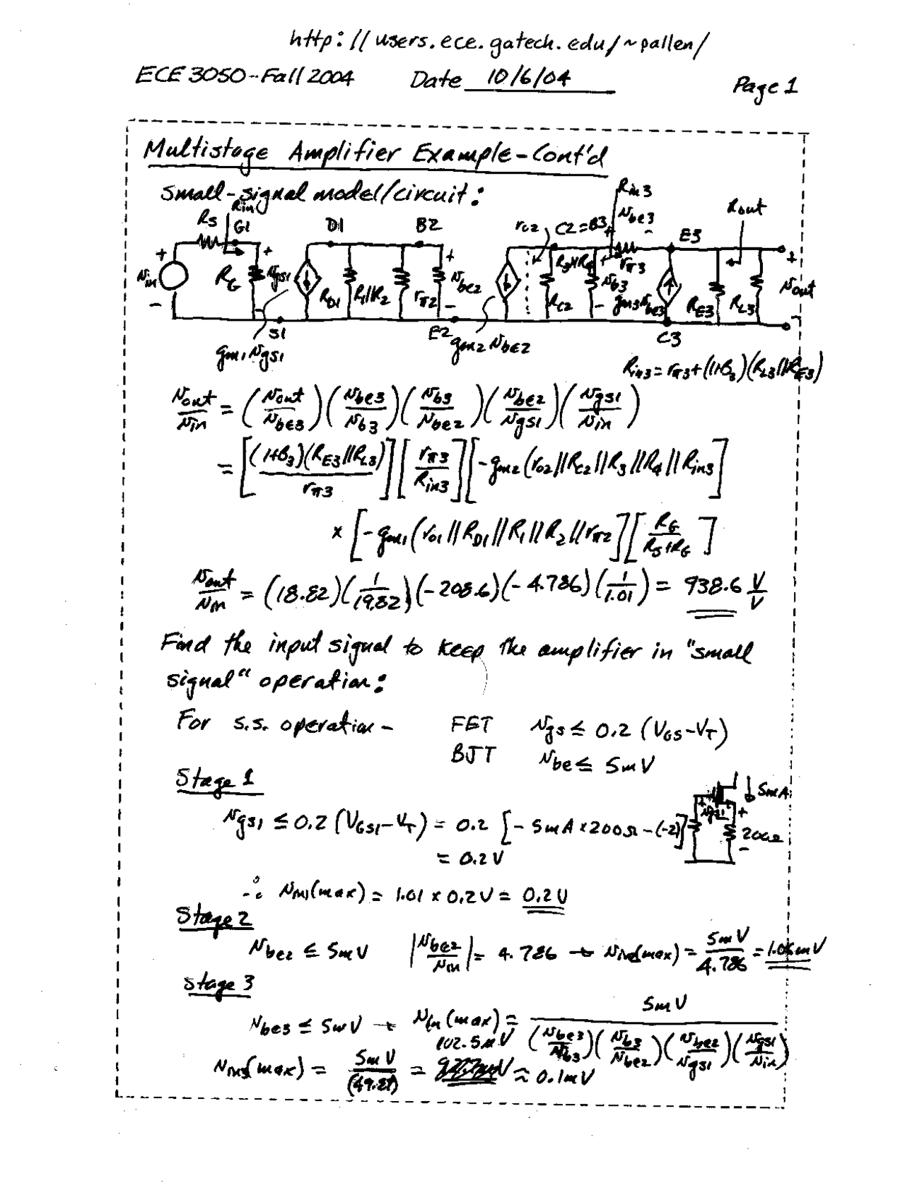 Lecture Notes On Multistage Amplifier Examples Analog Electronics
