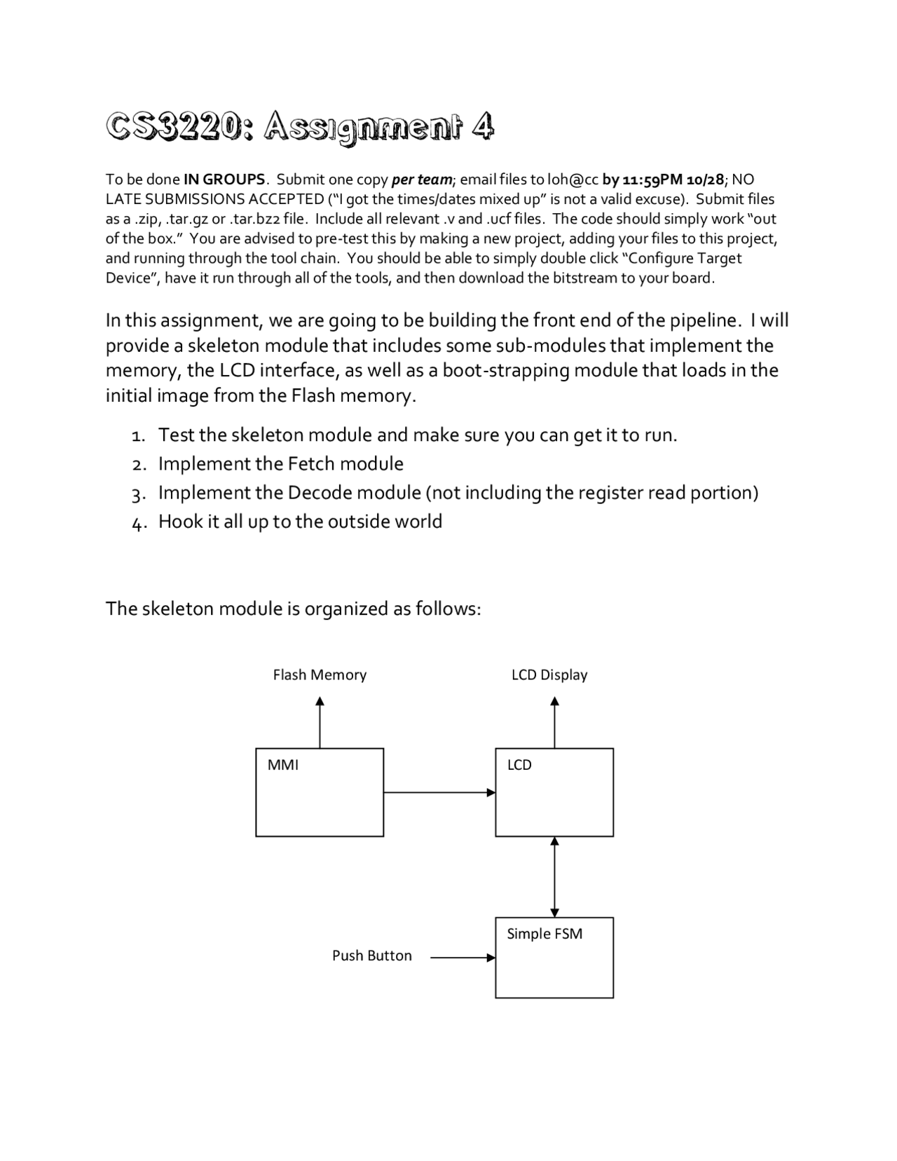 Group Assignment 4 on Processor Design | CS 3220 - Docsity
