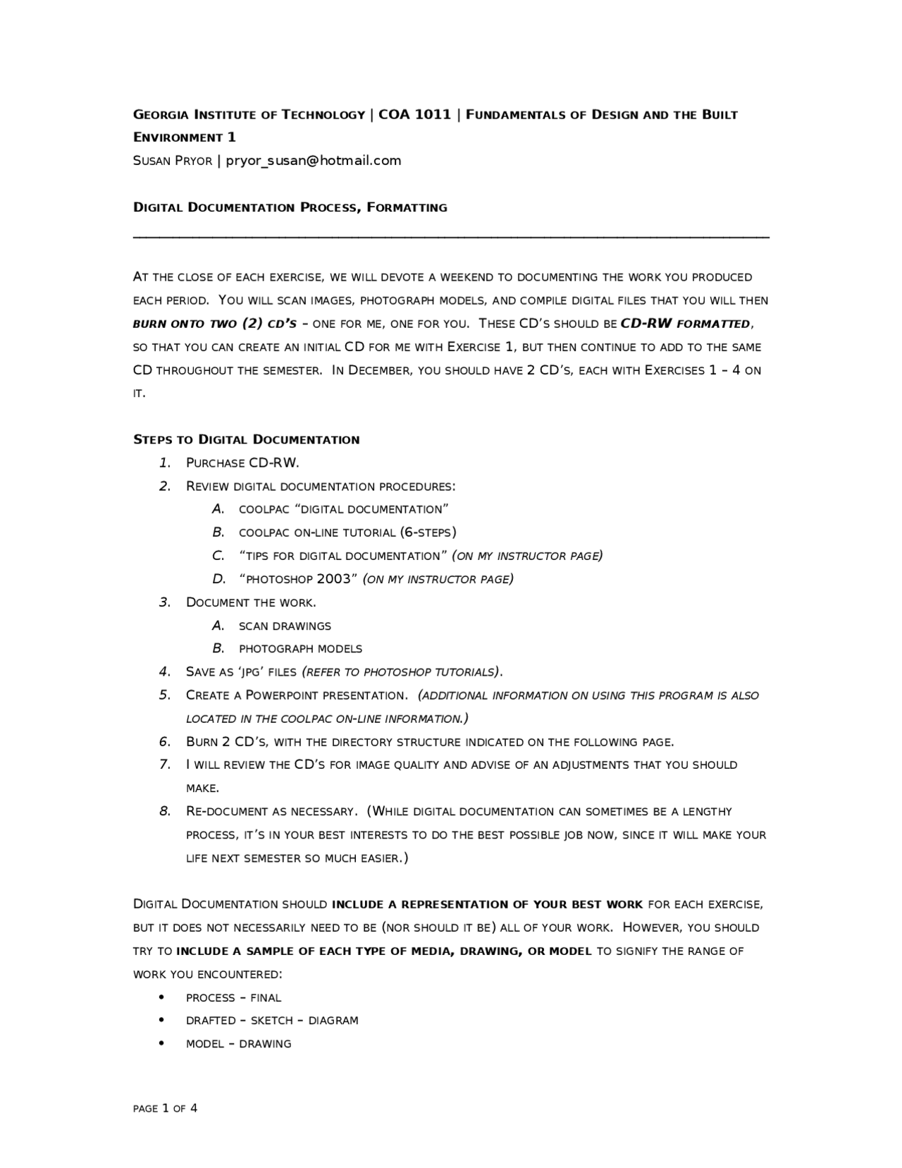Digital Documentation Process Formatting Exercise Coa 1011 Docsity