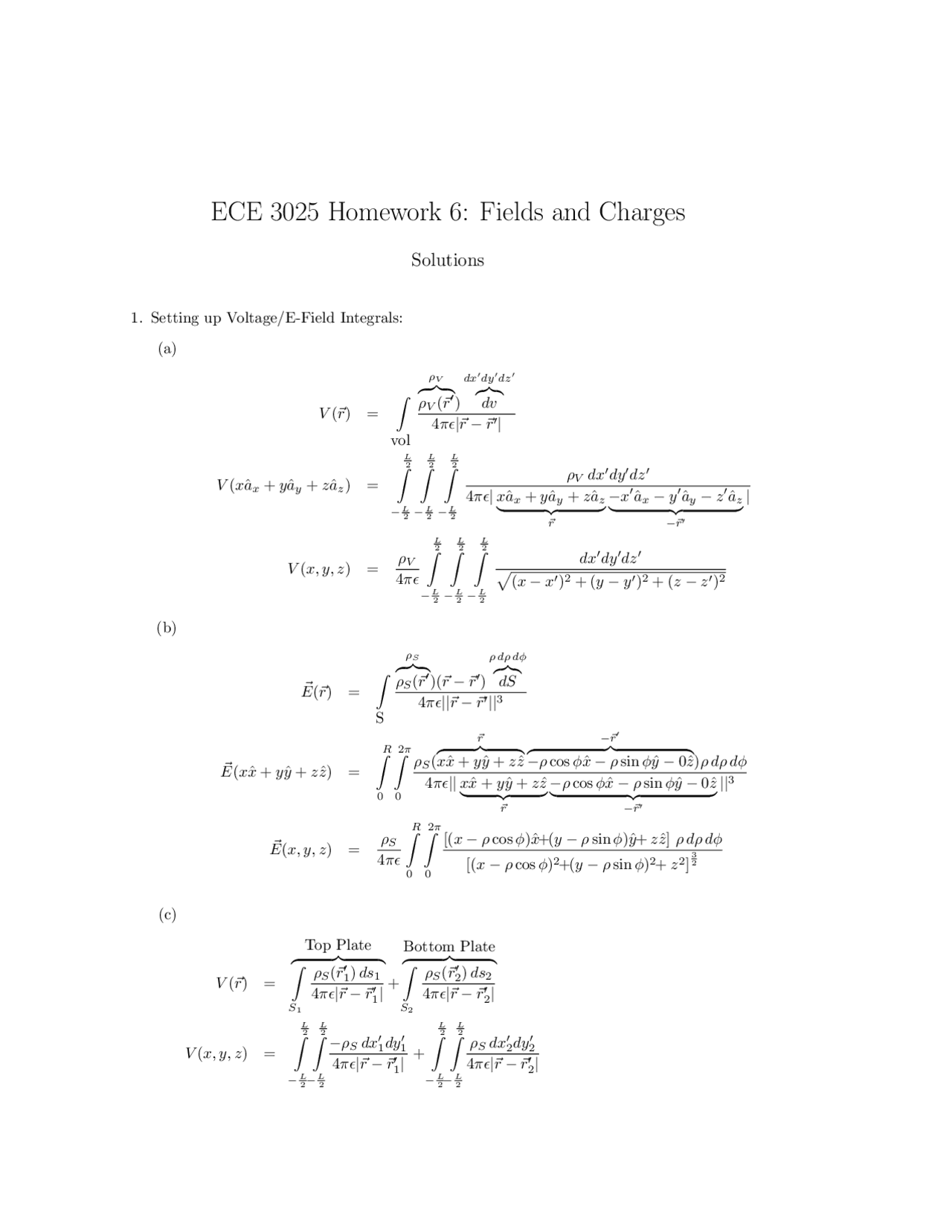 Assignment 6 Solutions Electromagnetics Ece 3025 Docsity