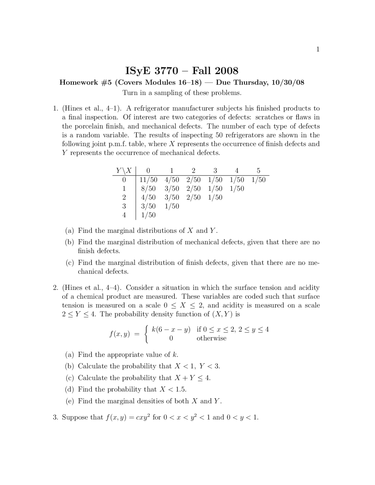 Homework 5 Unsolved Questions Statistics And Applications Isye 3770