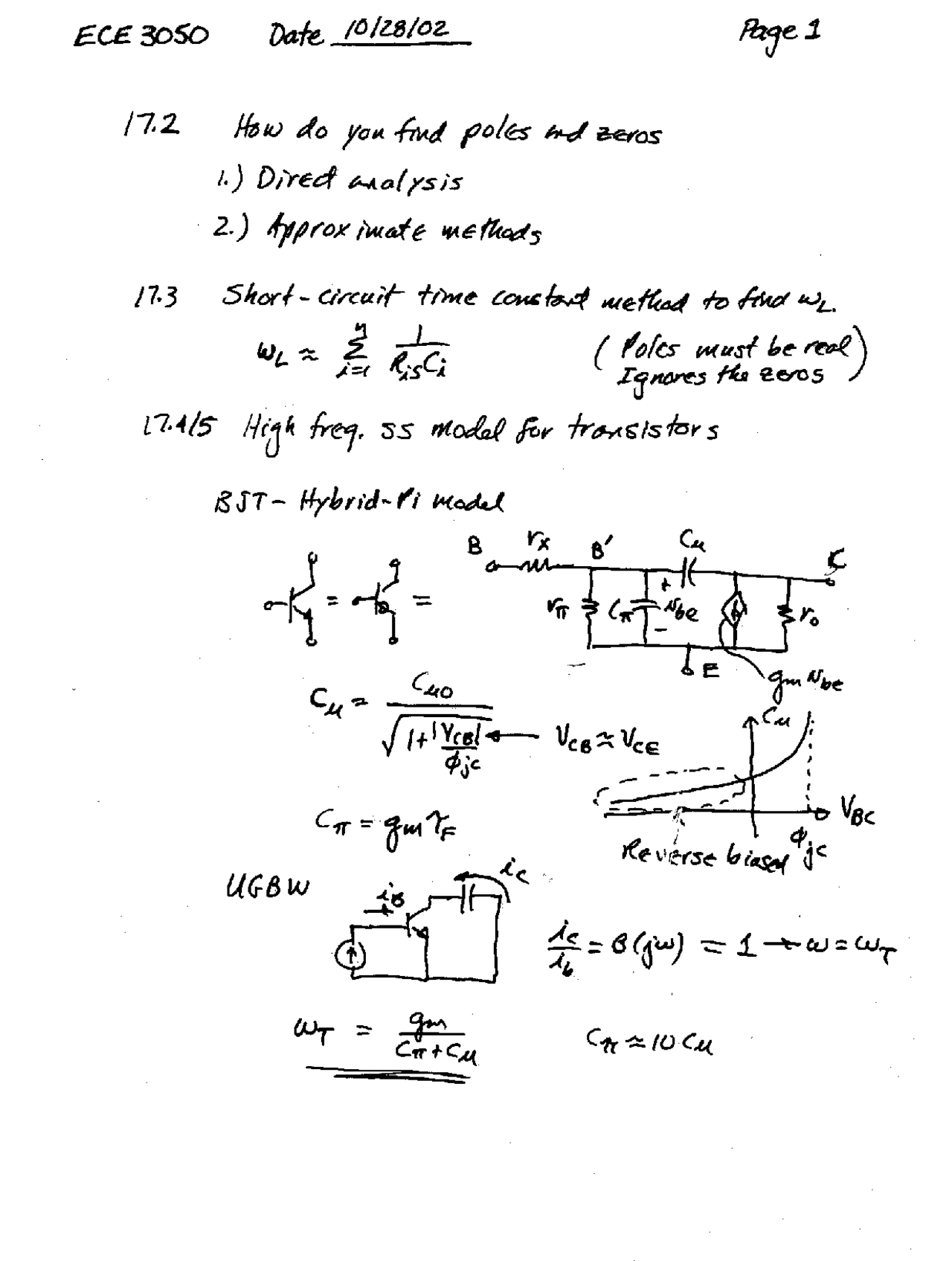 14 Solved Problems From Analog Electronics Lecture Handout Ece 3050