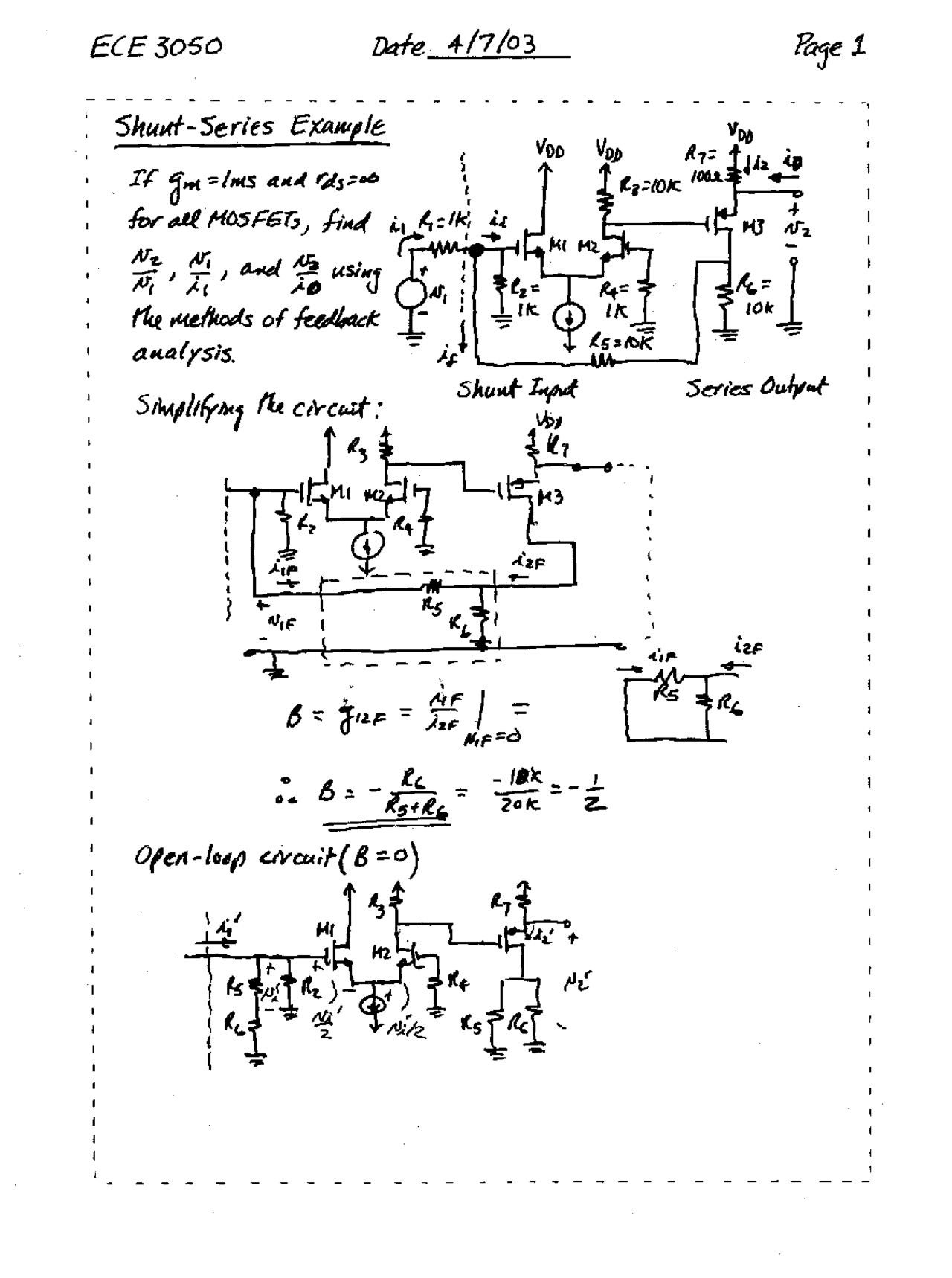 Small Signal Models Shunt Series Examples Ece 3050 Docsity