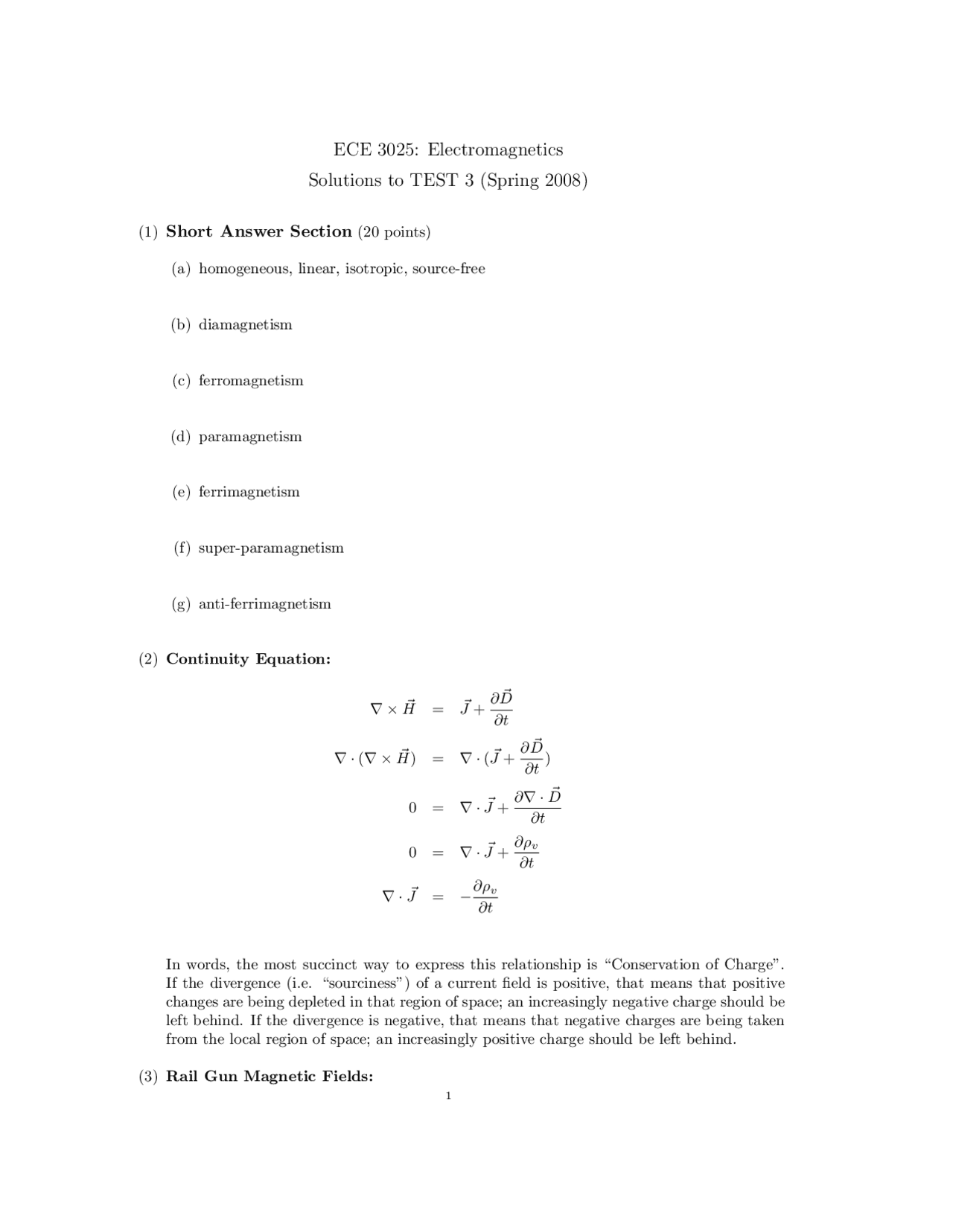 Solutions For Test 3 Electromagnetics Ece 3025 Docsity