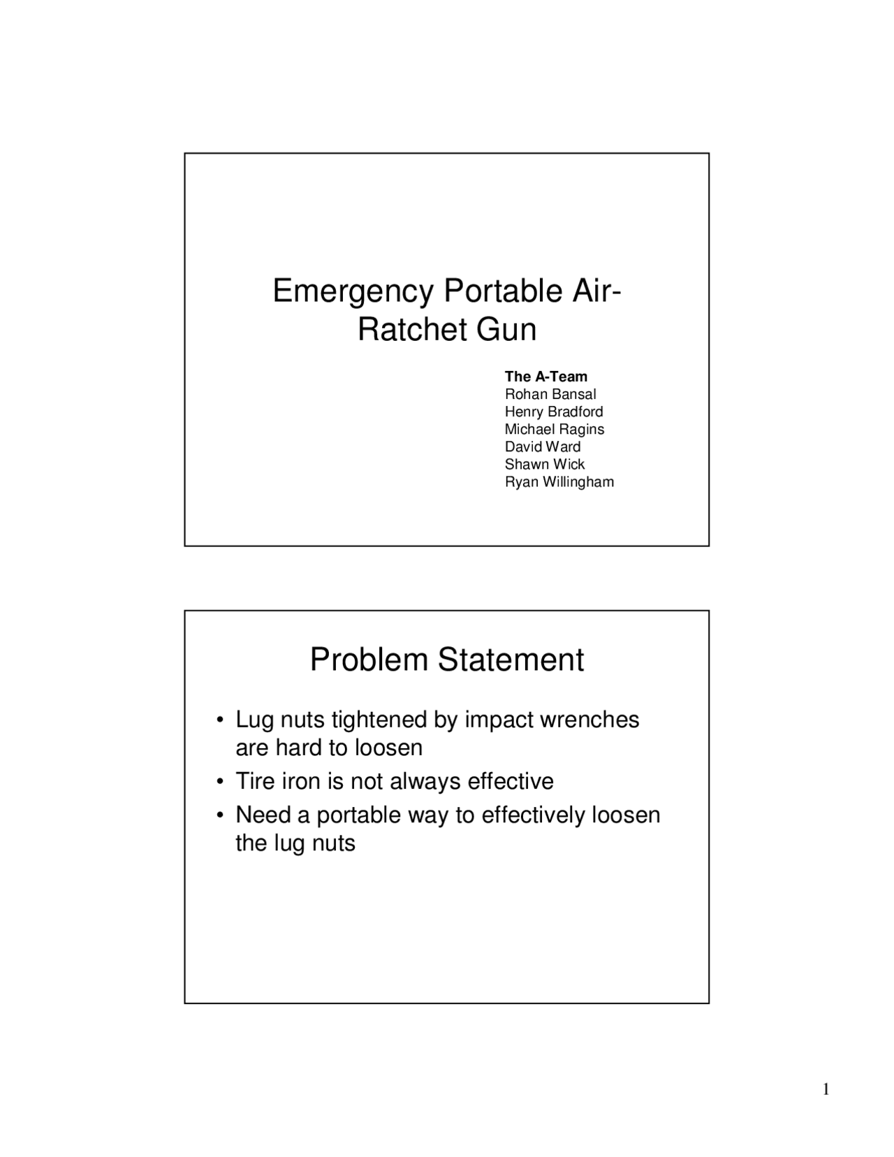 Emergency Portable Air-Ratchet Gun - Slides | ME 4182 - Docsity