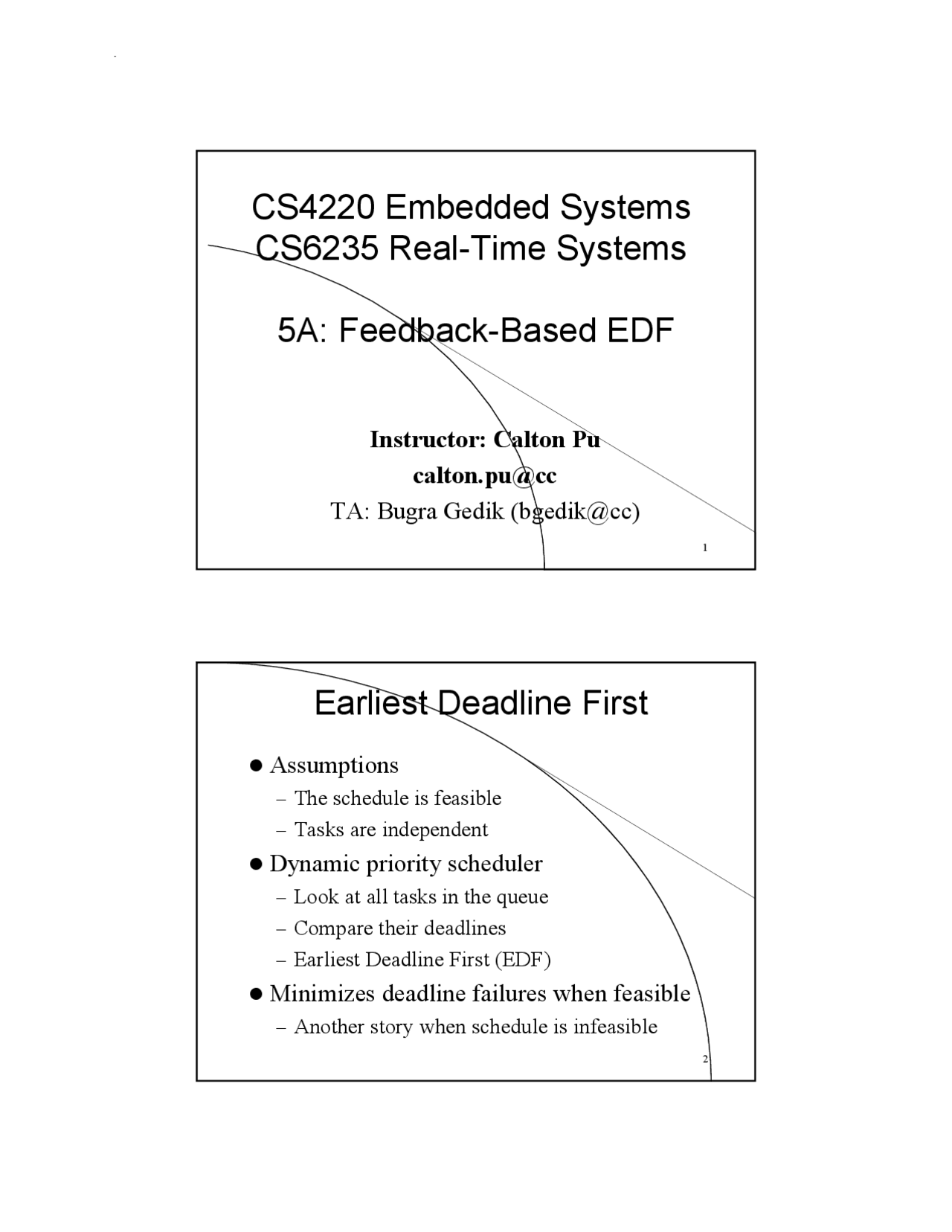 Real Time Systems Embedded Systems Lecture Slides Cs 4220 Docsity