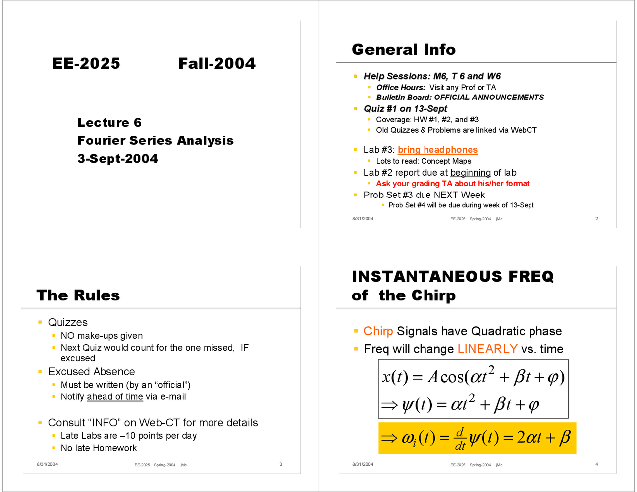 Introduction to Signal Processing – Fourier Series Analysis - Lecture Slides | ECE 2025 - Docsity