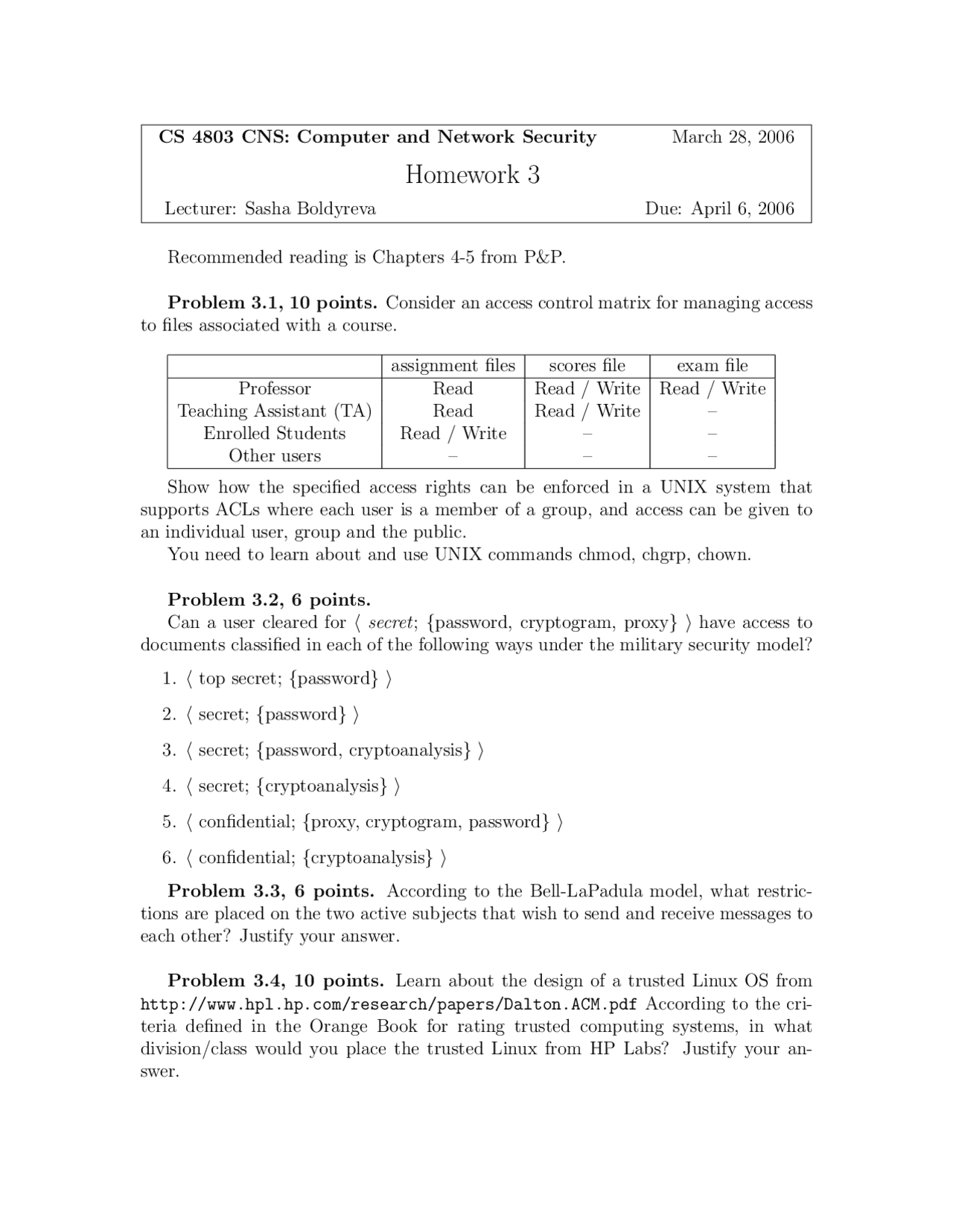 4 Solved Problems On Computer And Network Security Homework 3 Cs 4803 Docsity 8041