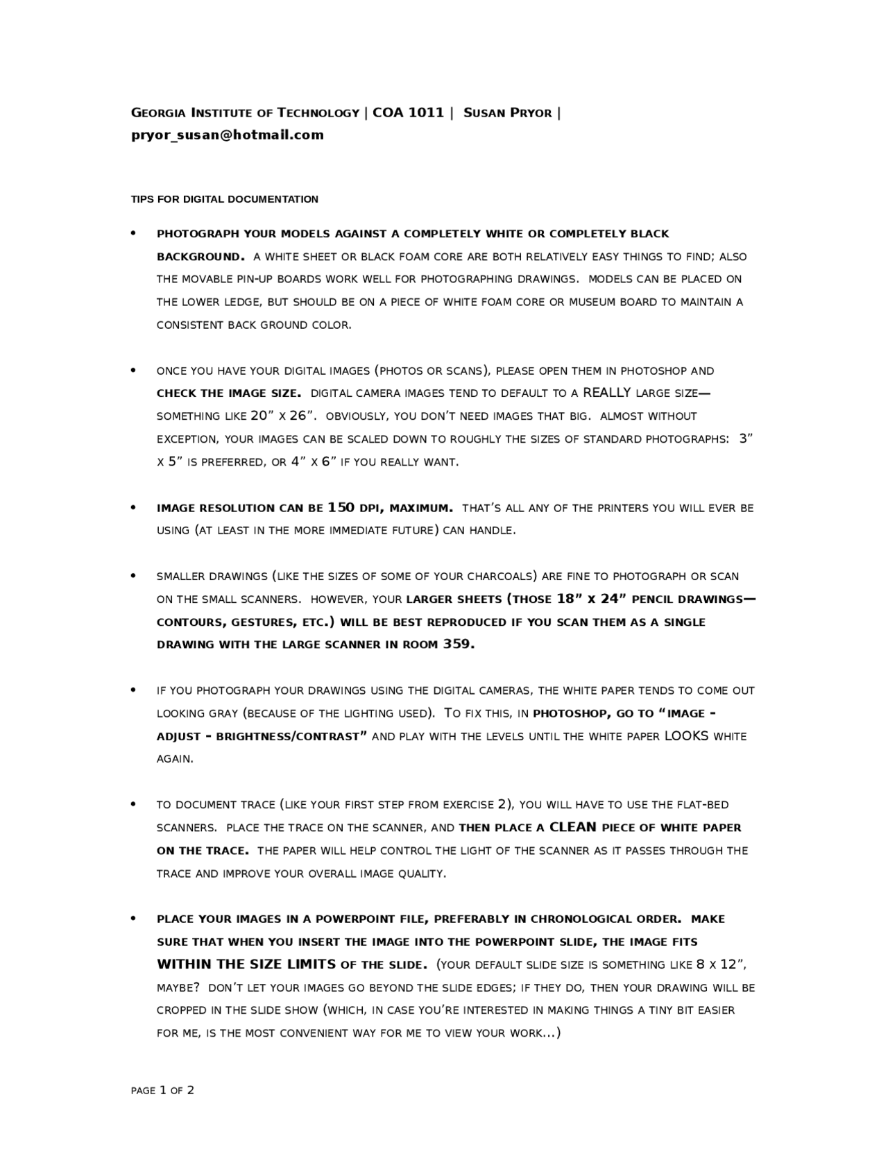 Tips For Digital Documentation Assignment Coa 1011 Docsity