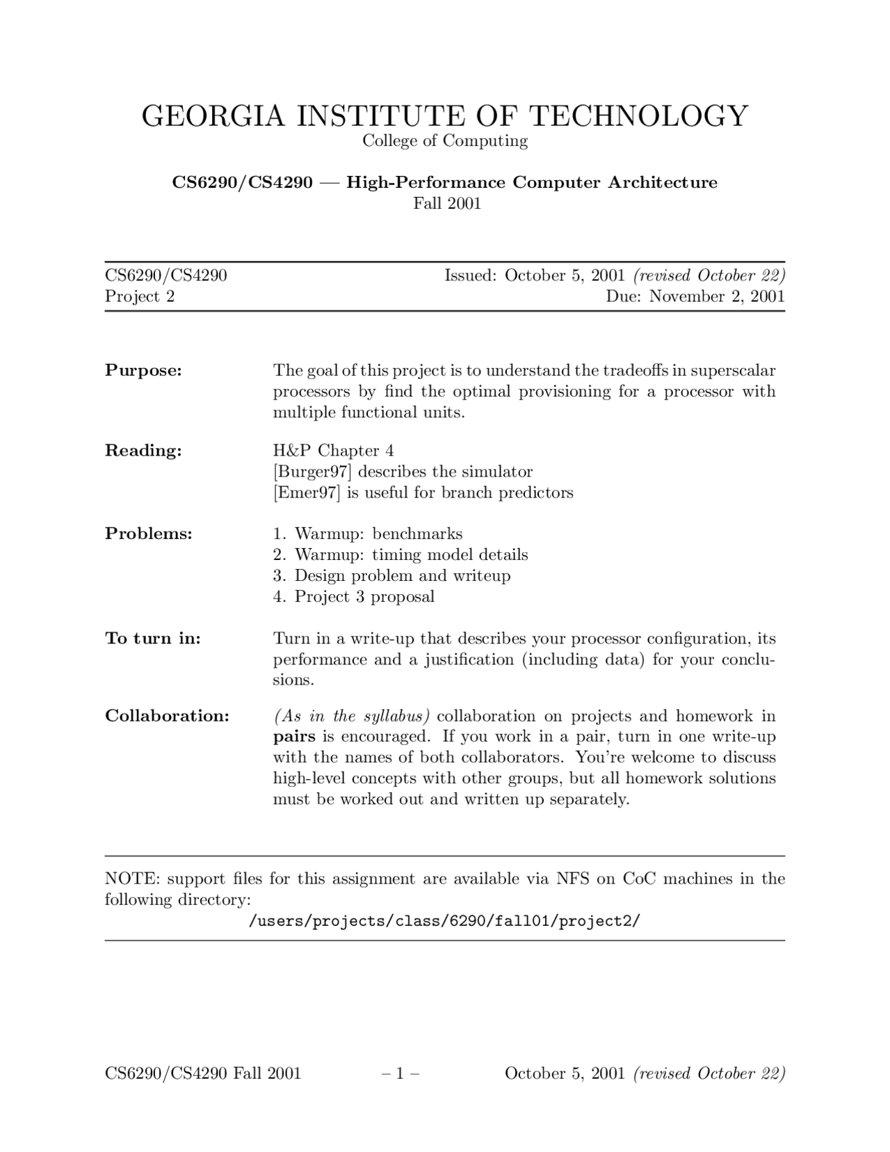 Understand the Tradeoffs in Superscalar Processors - Project | CS 6290 - Docsity