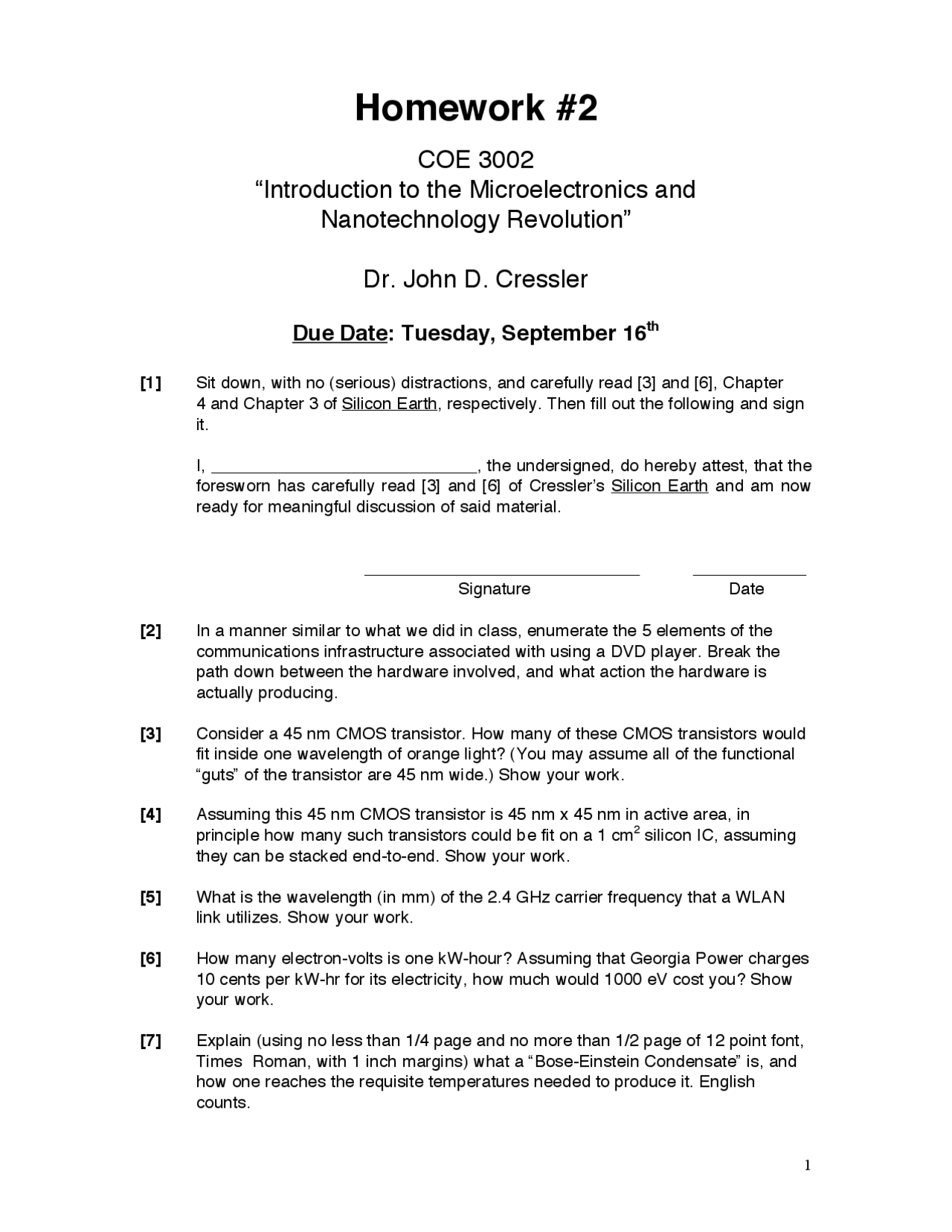 Homework 2 Microelectronics And Nanotechnology Revolution Coe 3002