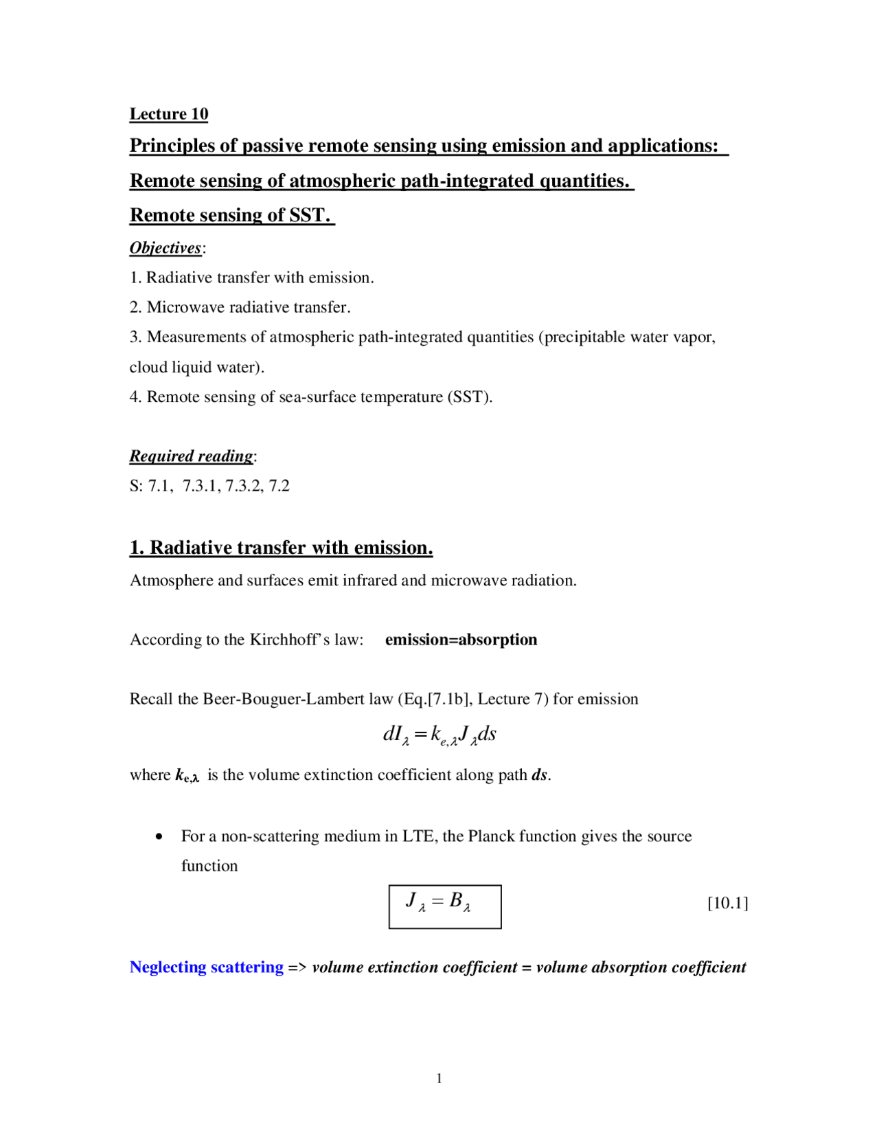 Principles Of Passive Remote Sensing Using Emission And Applications