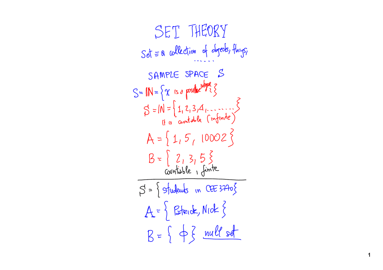 Handwritten Lecture Notes on Set Theory and Demerging Rules | CEE 3770 ...