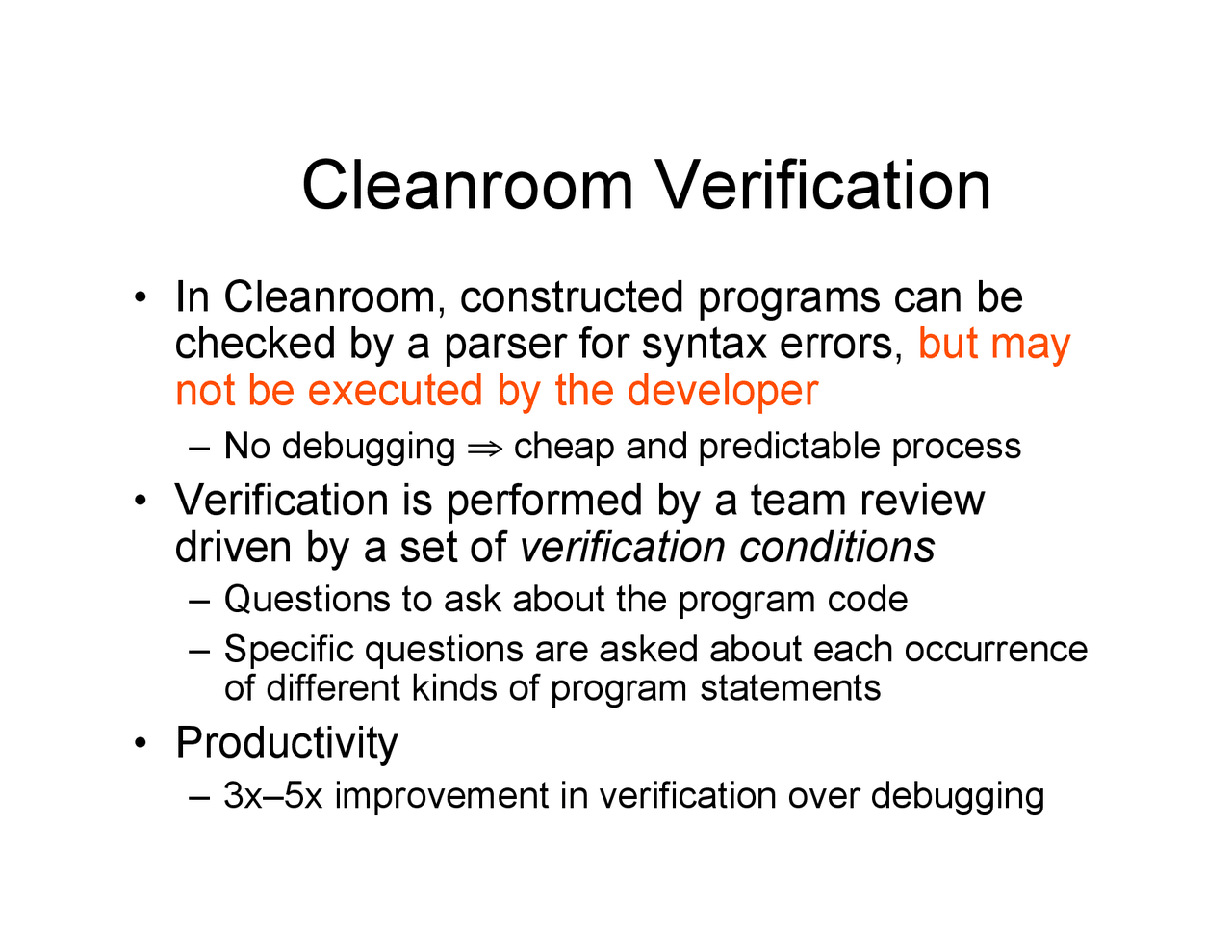Software Development Process: Cleanroom Verification - Lecture Slides ...
