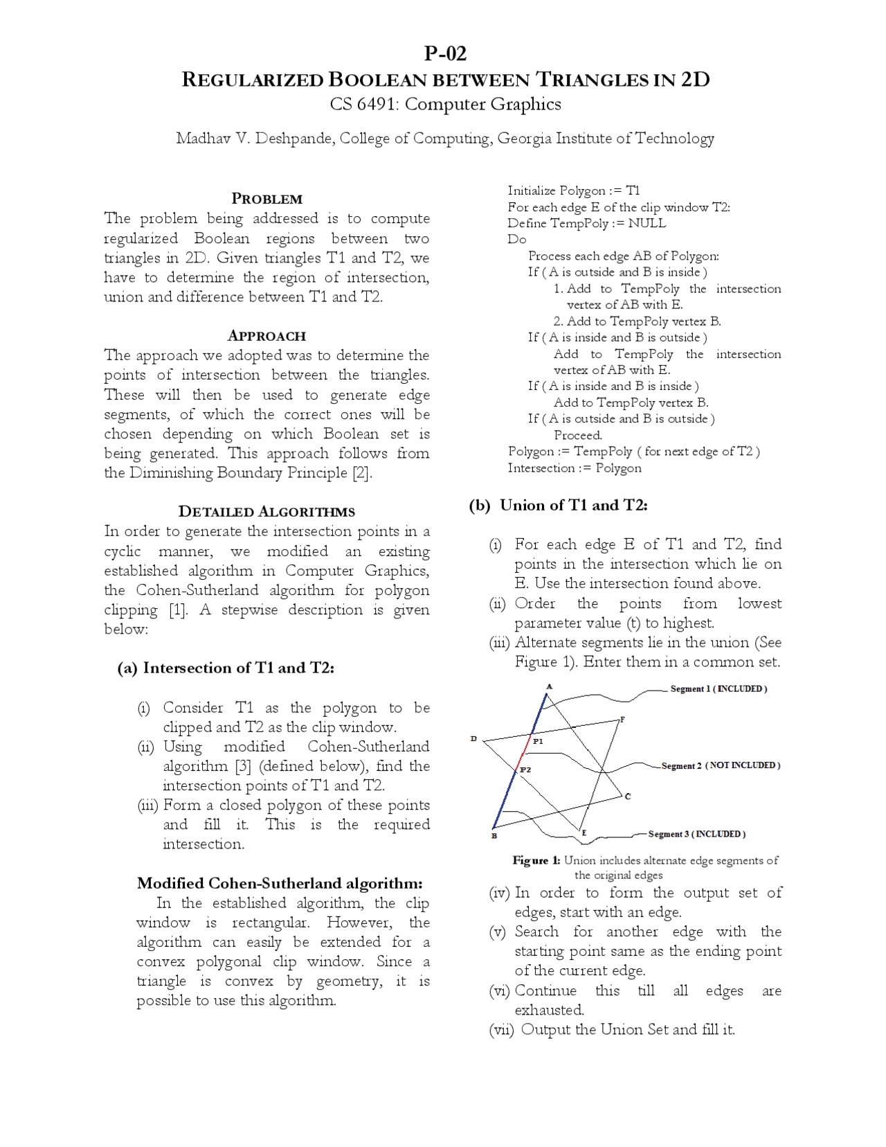 Study Guide for Boolean Regions Between Two Triangles in 2D | CS 6491 - Docsity
