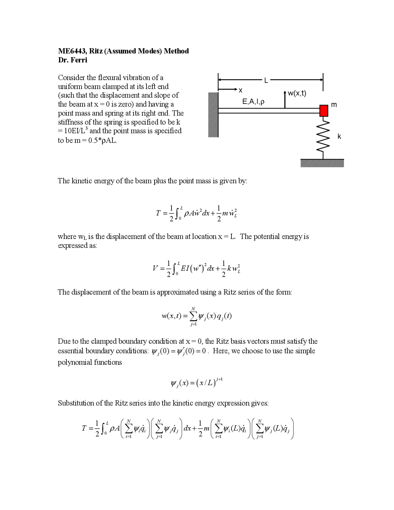 Ritz Assumed Modes Method - Variational Methods | ME 6443 - Docsity