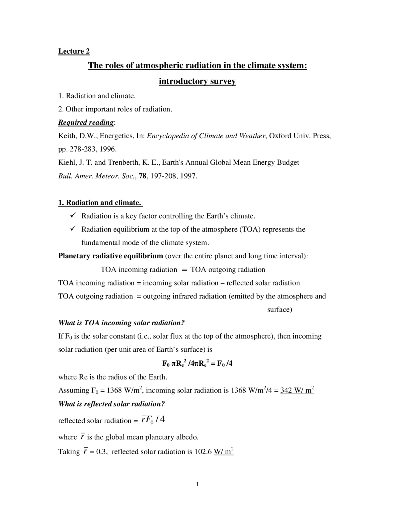 The Rules of Atmospheric Radiation in the Climate System | EAS 8803 ...
