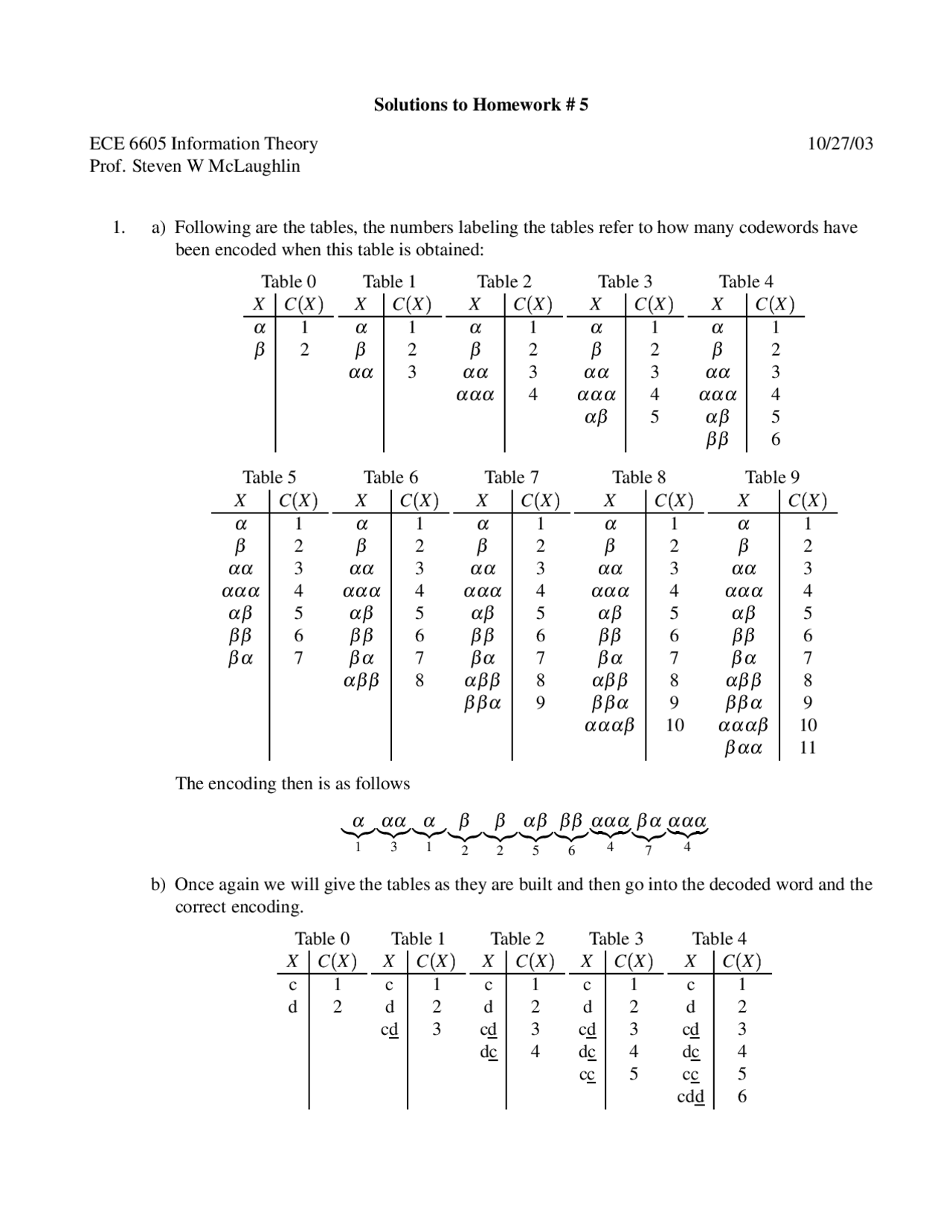 Homework 5 Solution - Information Theory | ECE 6605 - Docsity