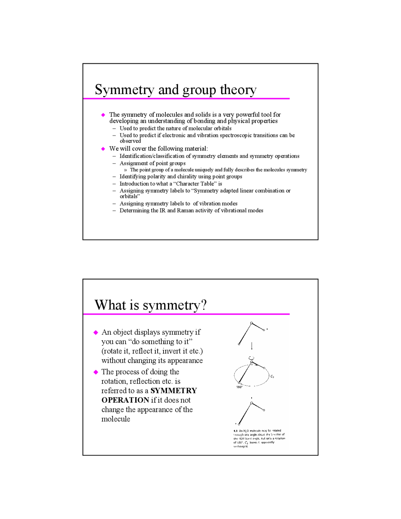 Symmetry and Group Theory - Slides | CHEM 3111 - Docsity