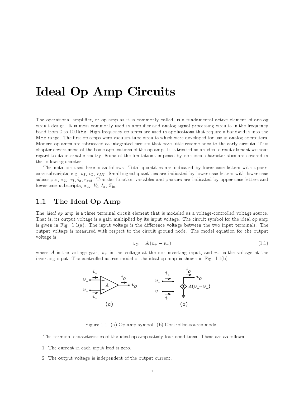 Ideal Op Amp Circuits Analog Electronics Lecture Notes Ece 3050 Docsity