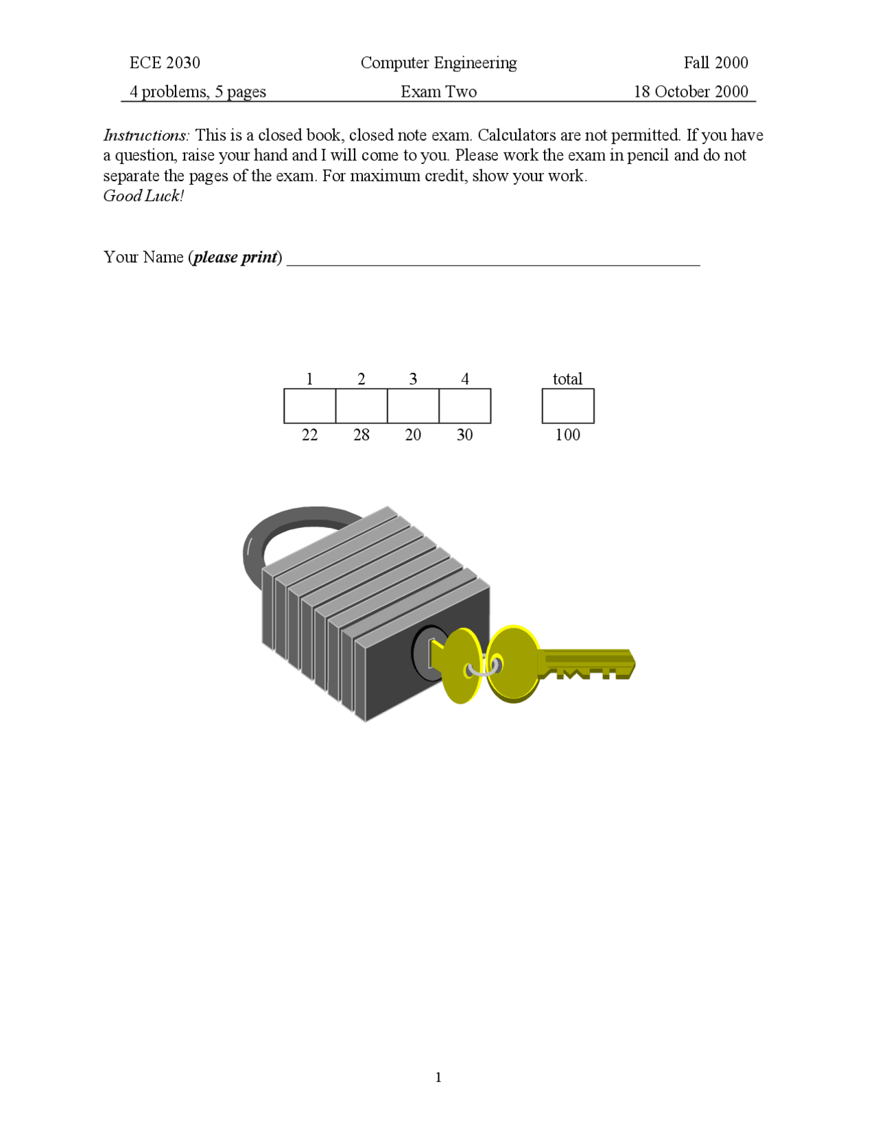 Computer Engineering Exam 2 Problems Ece 2030 Docsity