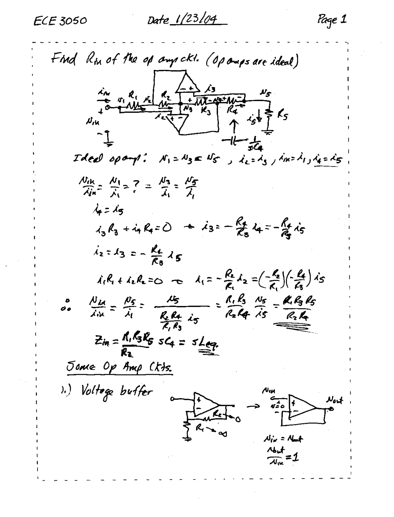 Operational Amplifier Circuits Analog Electronics Handout Ece