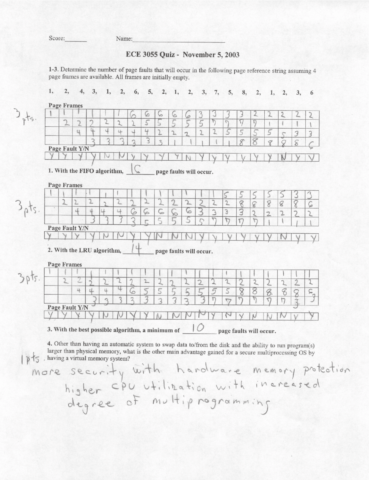 Practice Quiz Solutions - Computer Architecture and Operating Systems | ECE 3055 - Docsity