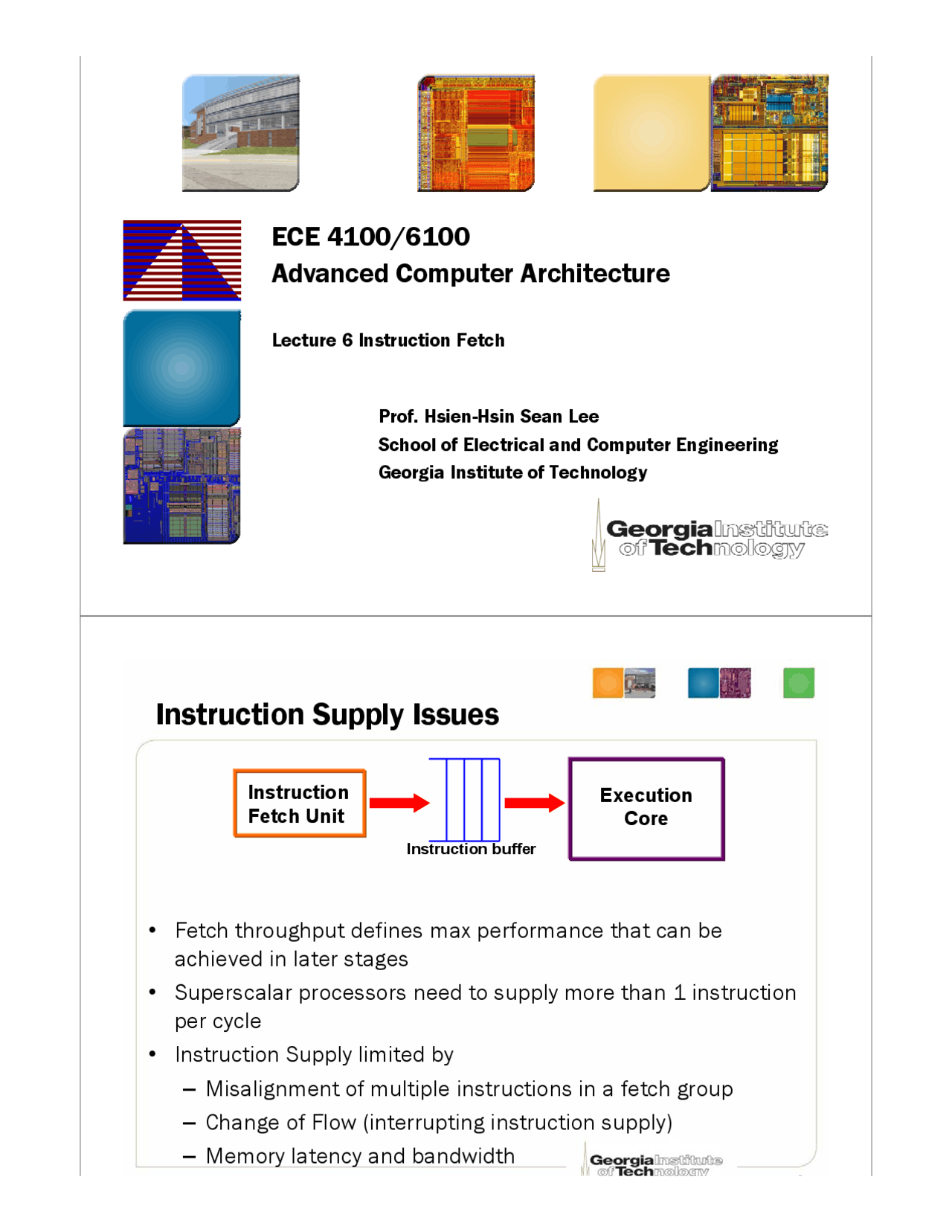 Instruction Fetch - Advanced Computer Architecture - Lecture Slides | ECE 4100 - Docsity