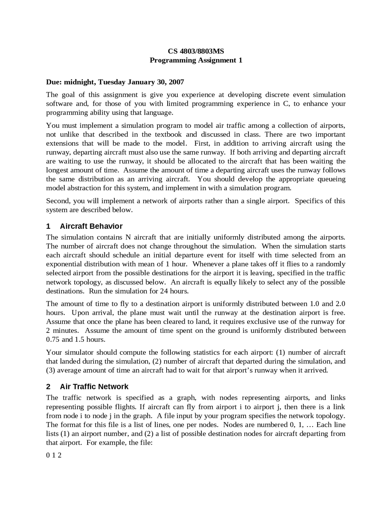 Programming Assignment 1 For Special Topics Cs 4803 Docsity