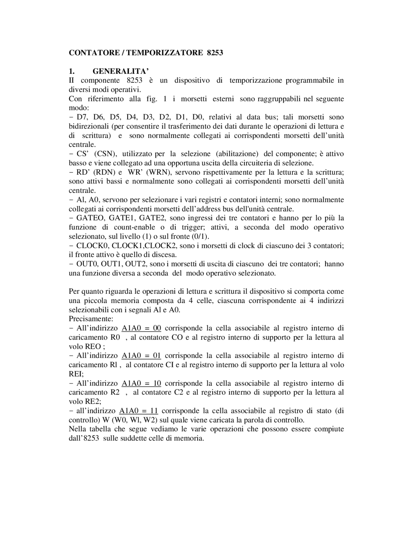 Appunti Di Calcolatori Elettronici Contatore Temporizzatore 8253