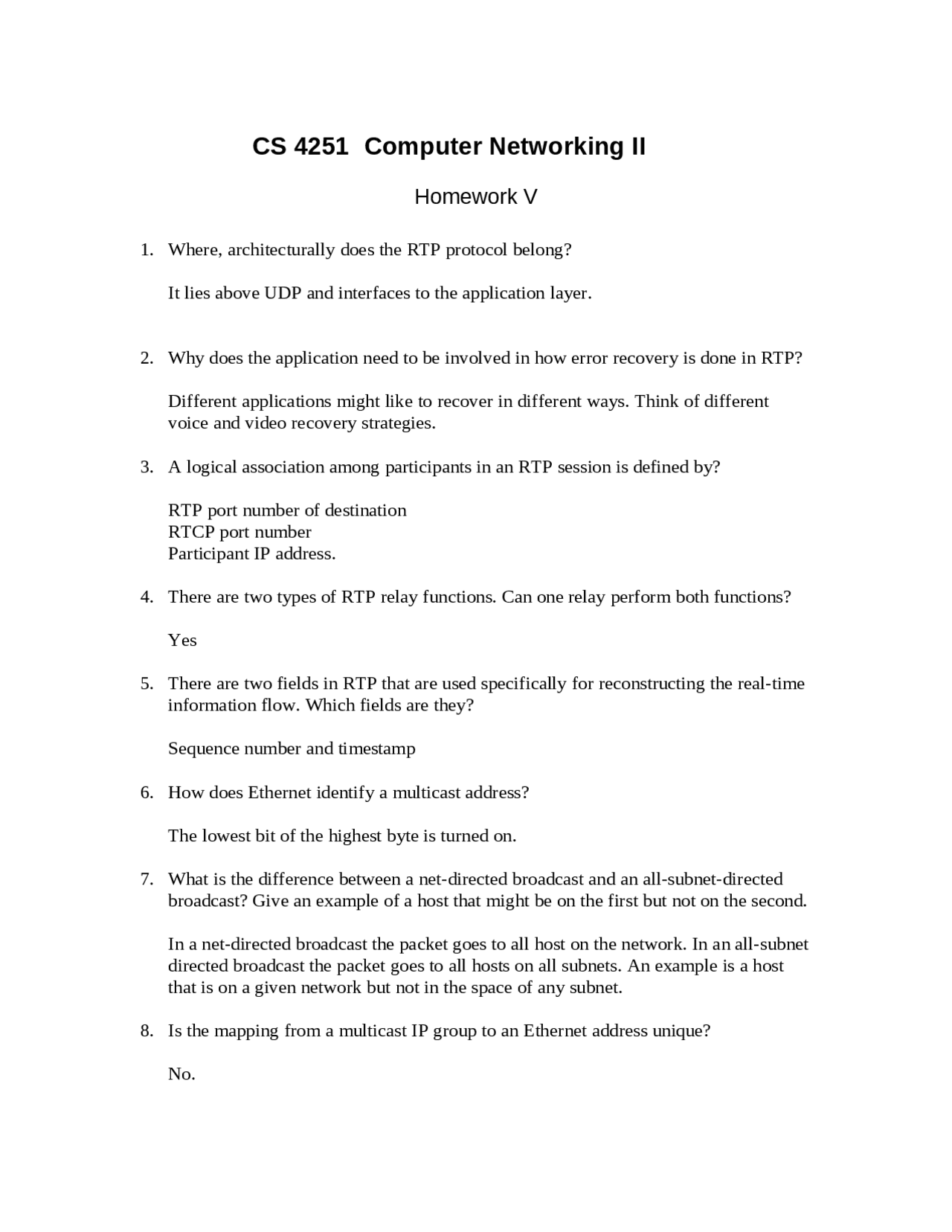 CS 4251 Computer Networking II: RTP, Telnet, FTP, and Security | Assignments Computer Systems ...