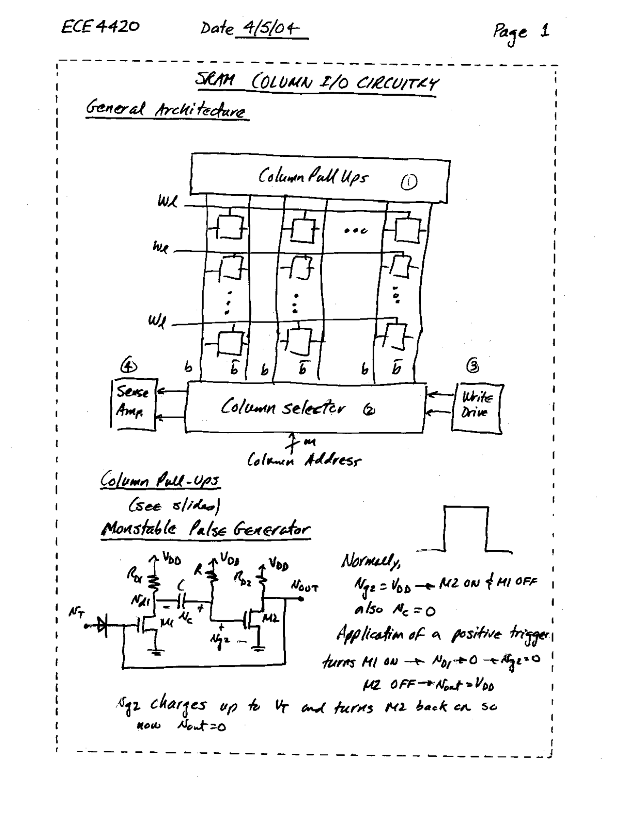 Sram Column Input Output Circuits - Solution for Handwritten Notes ...