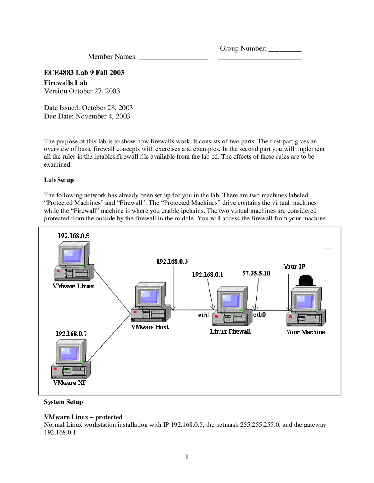 Internetwork Security Lab 9 Firewalls Laboratory Ece 4112 Docsity