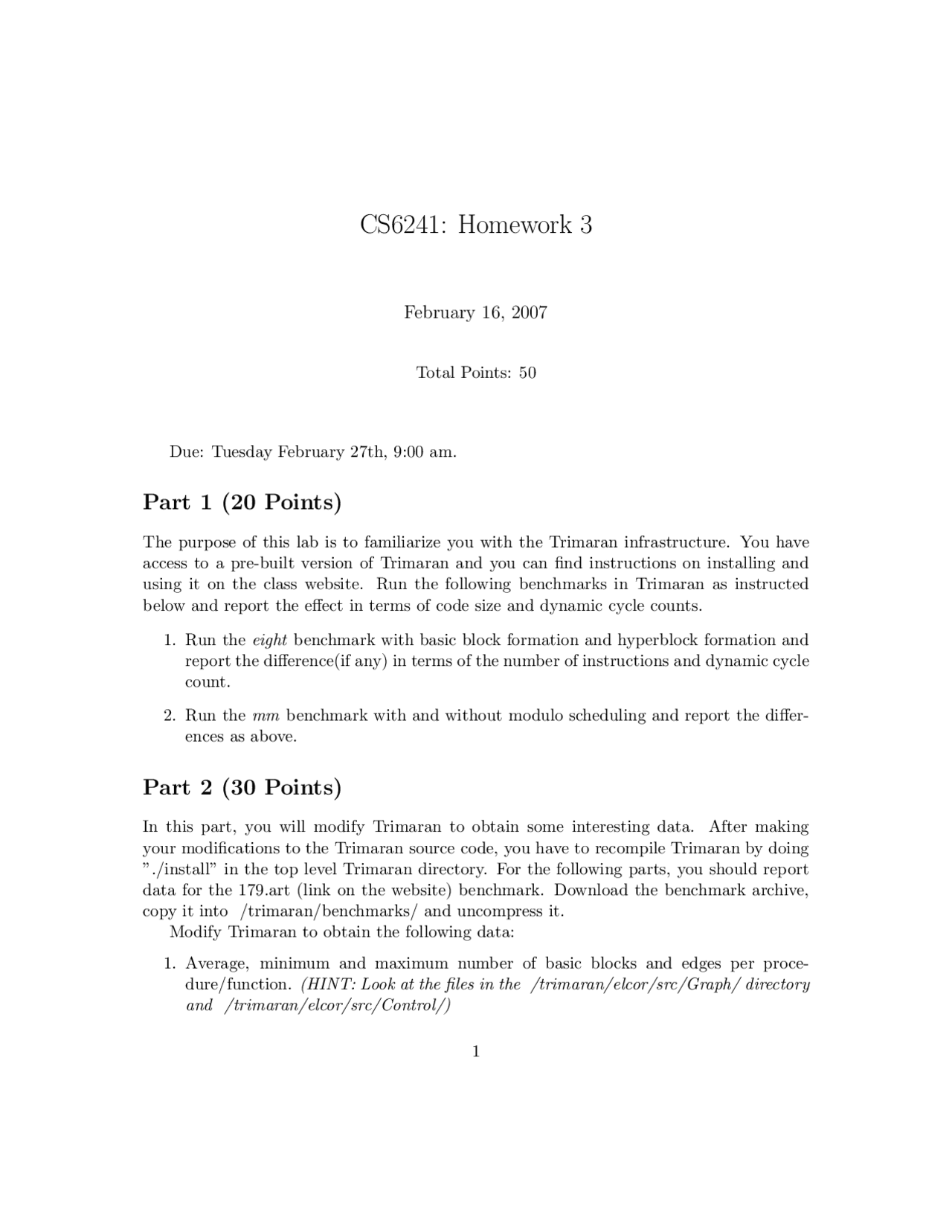 Homework 3 Problems Compiler Design Cs 6241 Docsity
