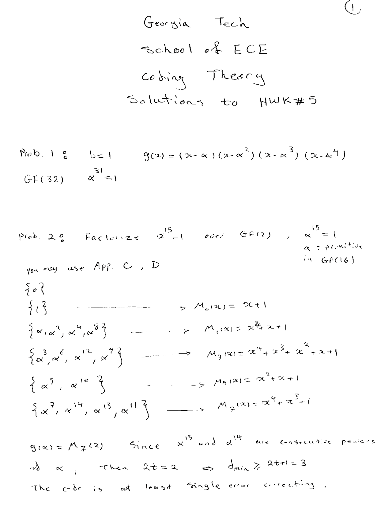 5 Solved Problems On The Coding Theory Homework 5 Ece 6606 Docsity