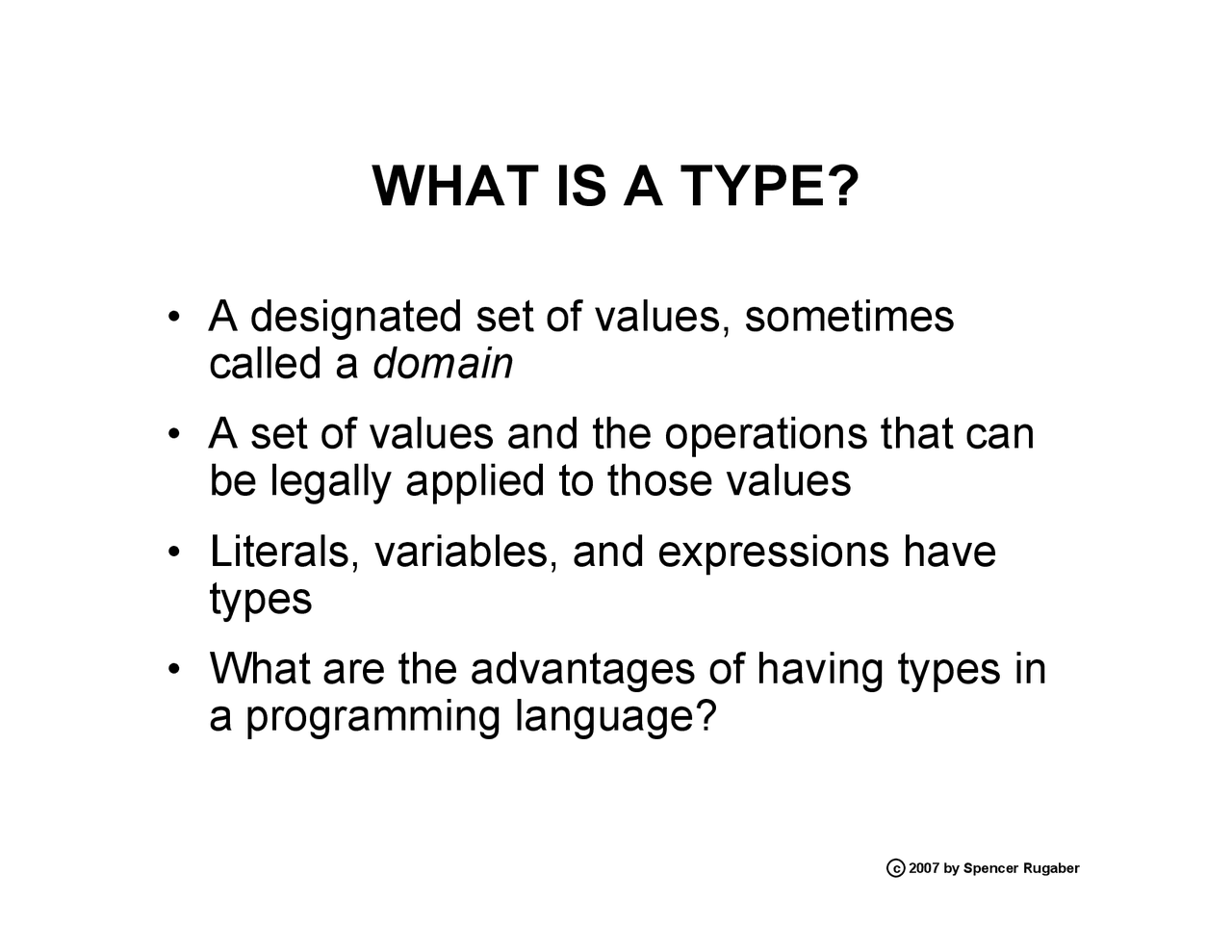 What Is a Type? - Lecture Notes | CS 6390 - Docsity