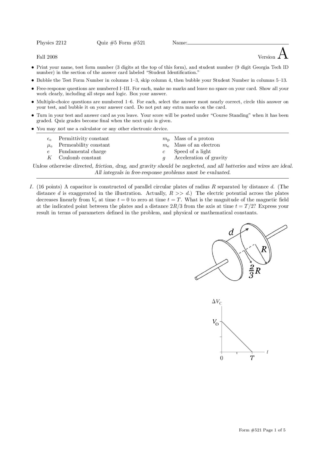 9 Questions On Introduction Physics Ii Quiz 5 Phys 2212 Docsity