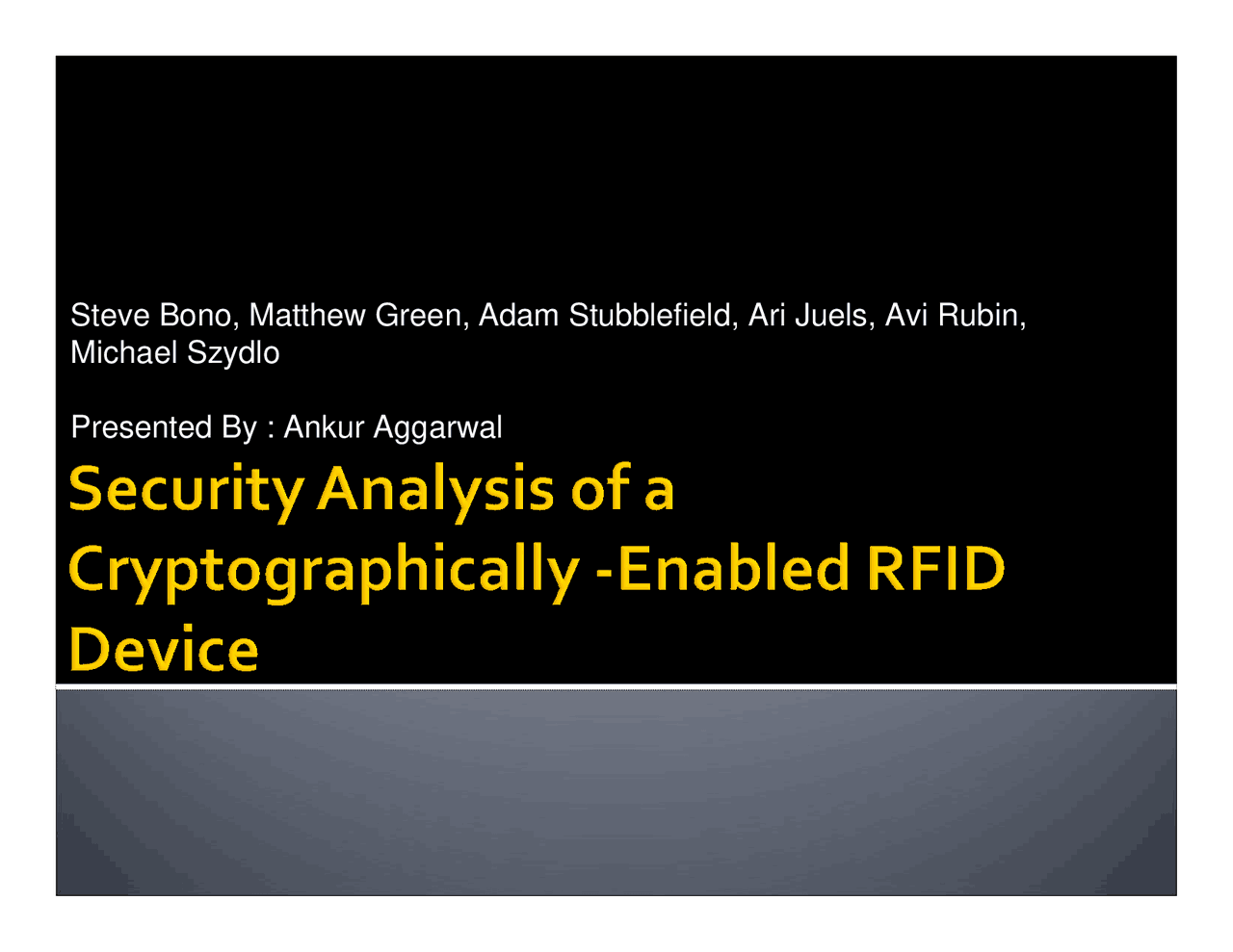 Security Analysis of a Cryptographically - RFID Device | CS 8803 - Docsity