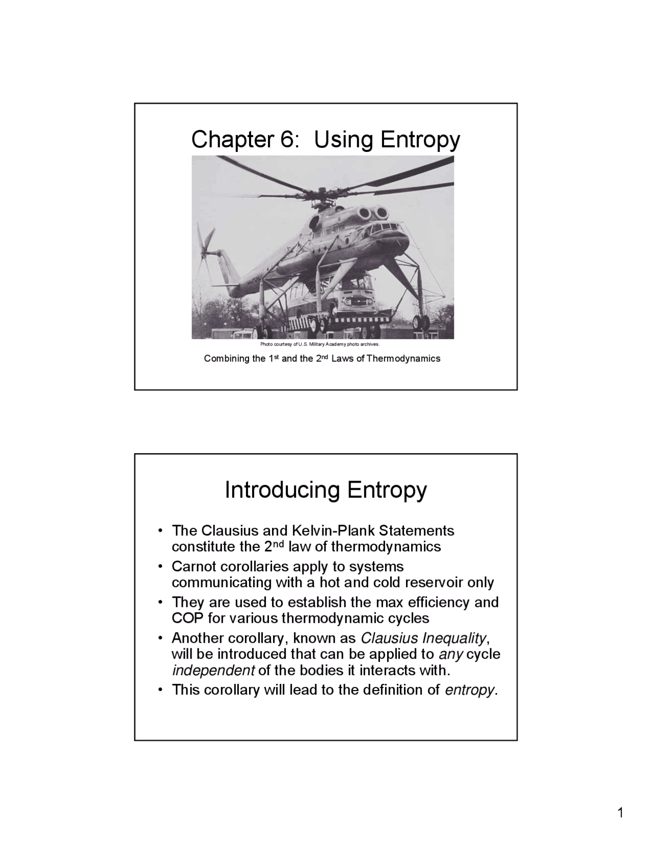 Introducing Entropy Thermodynamics Lecture Slides Me 3322 Docsity