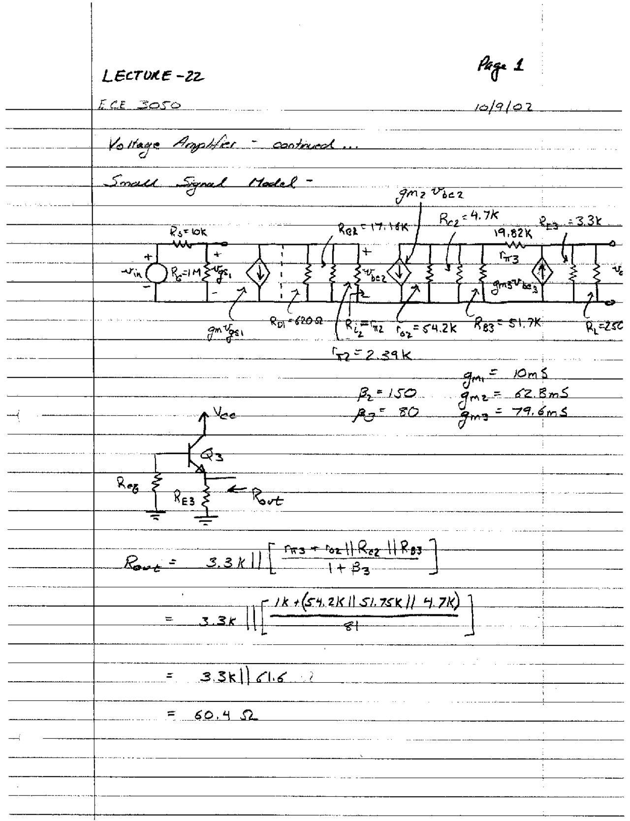 Voltage Amplifier Analog Electronics Lecture Handout Ece 3050