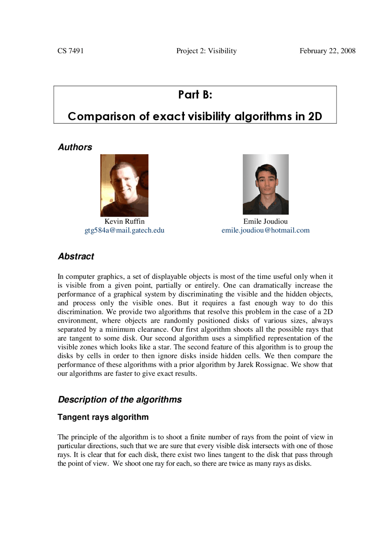 Comparison Of Exact Visibility Algorithms In 2d Project Cs 7491 Docsity