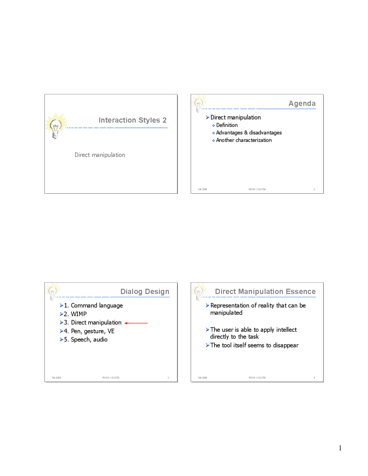 Interaction Styles Ii Lecture Slides Cs 6750 Docsity