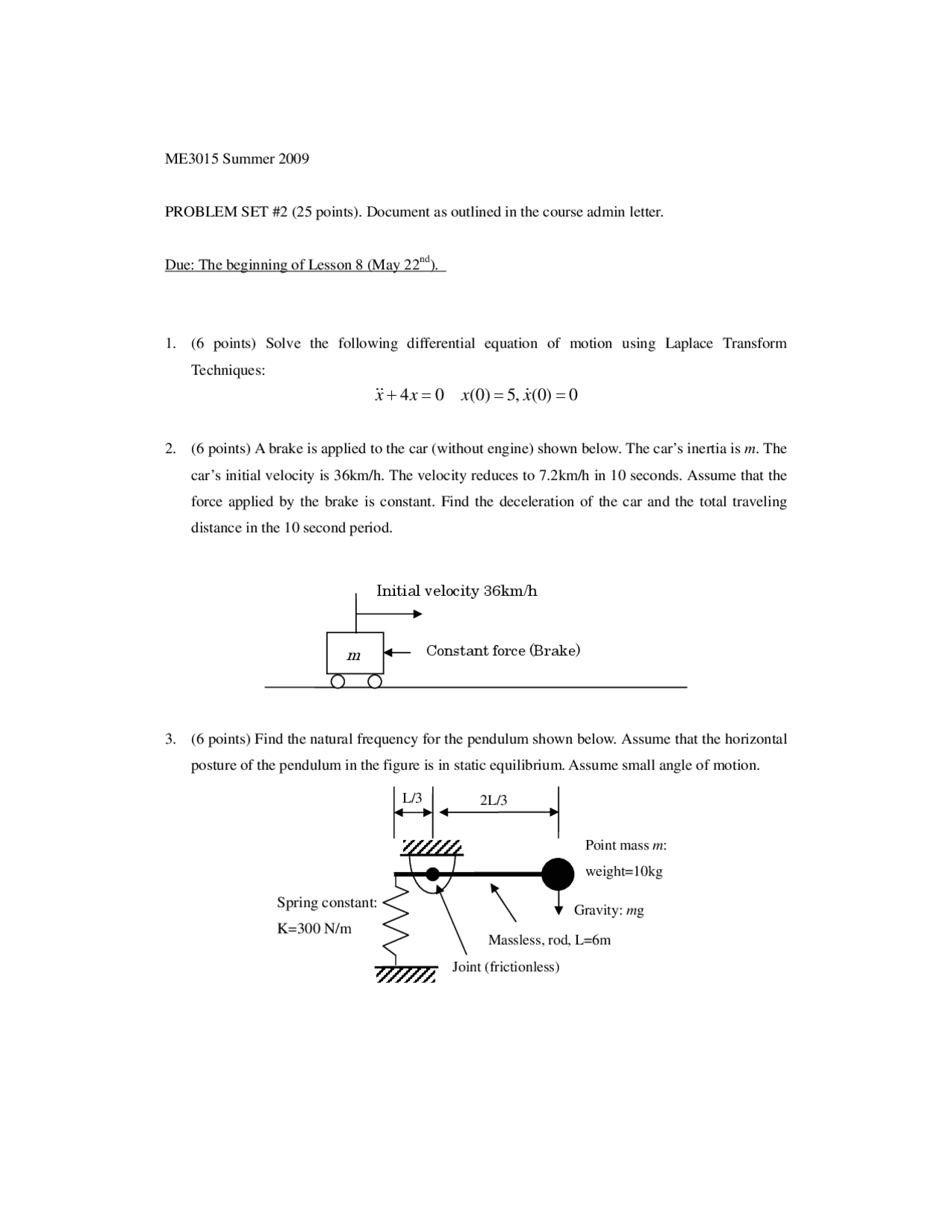 4 Questions In System Dynamics And Control Me 3015 Docsity