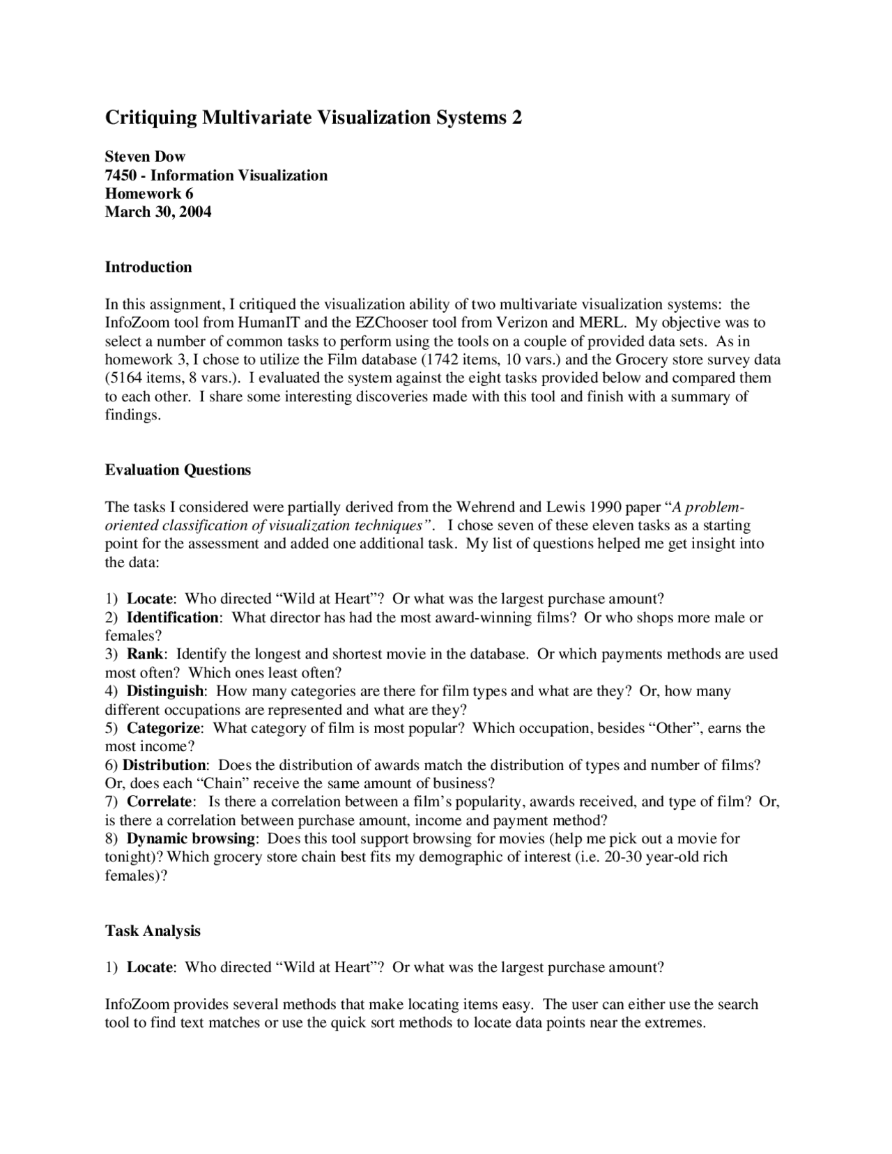 Comparing Multivariate Visualization Systems: InfoZoom vs. EZChooser | Assignments Computer ...