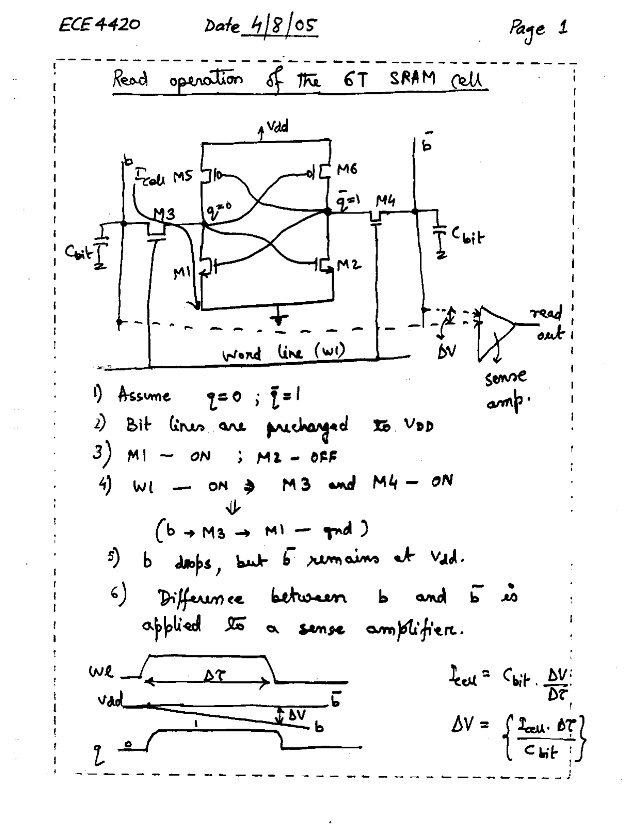 Handwritten Notes On Digital Integrated Circuits Ece 4420 Docsity