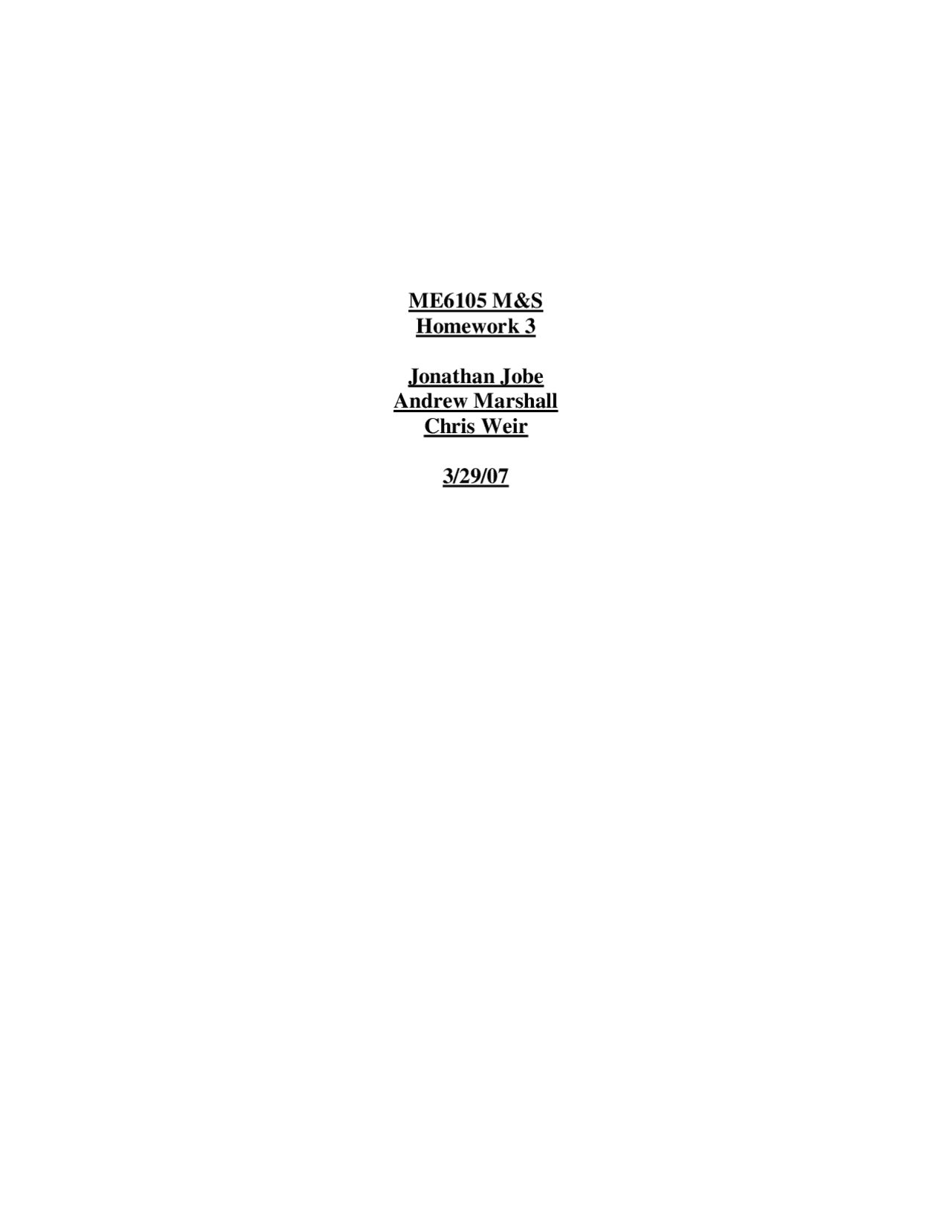 Modeling And Simulation Design Homework 3 Me 6105 Docsity