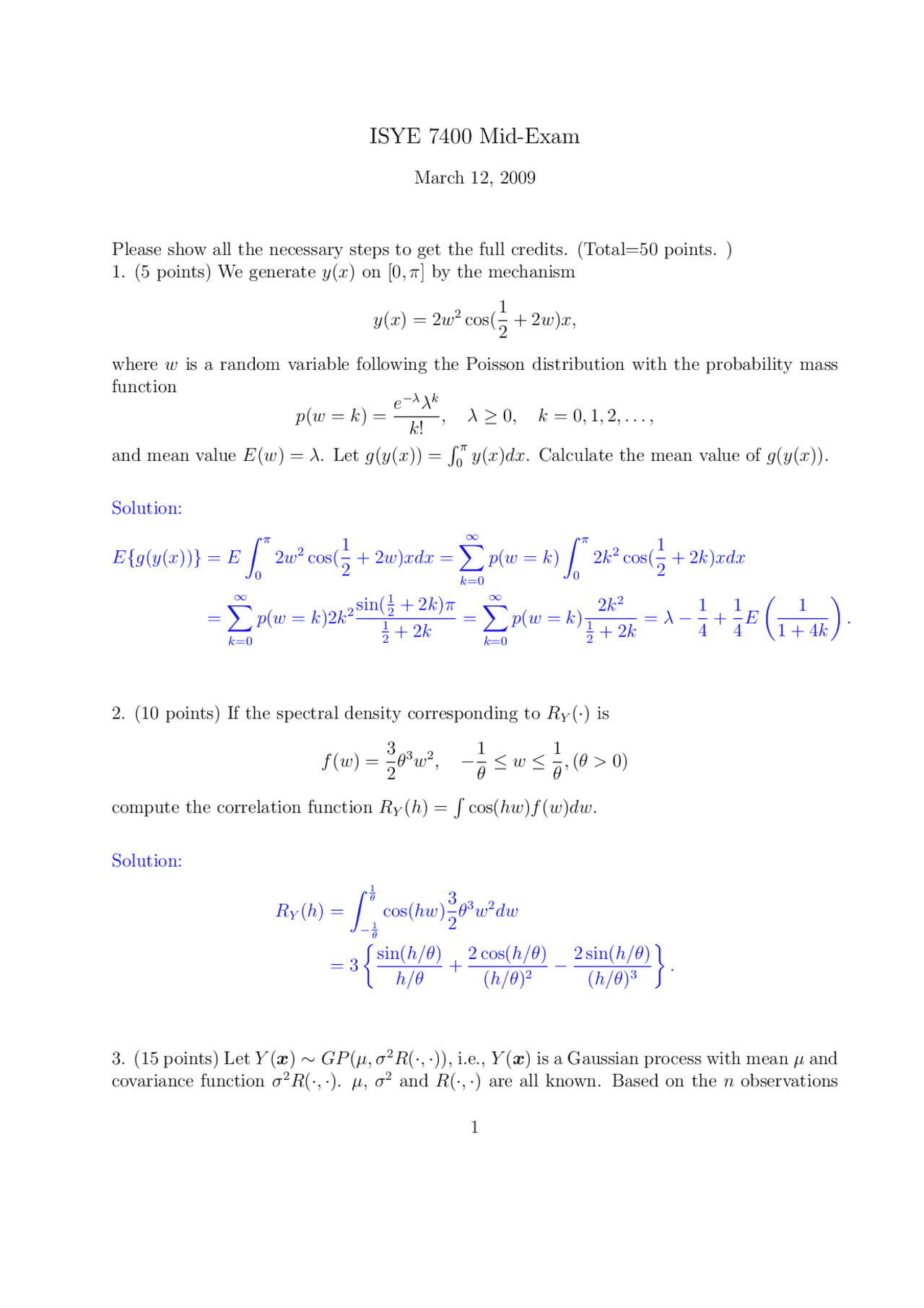 5 Solved Questions Exam Advance Design Experiments Isye 7400 Docsity